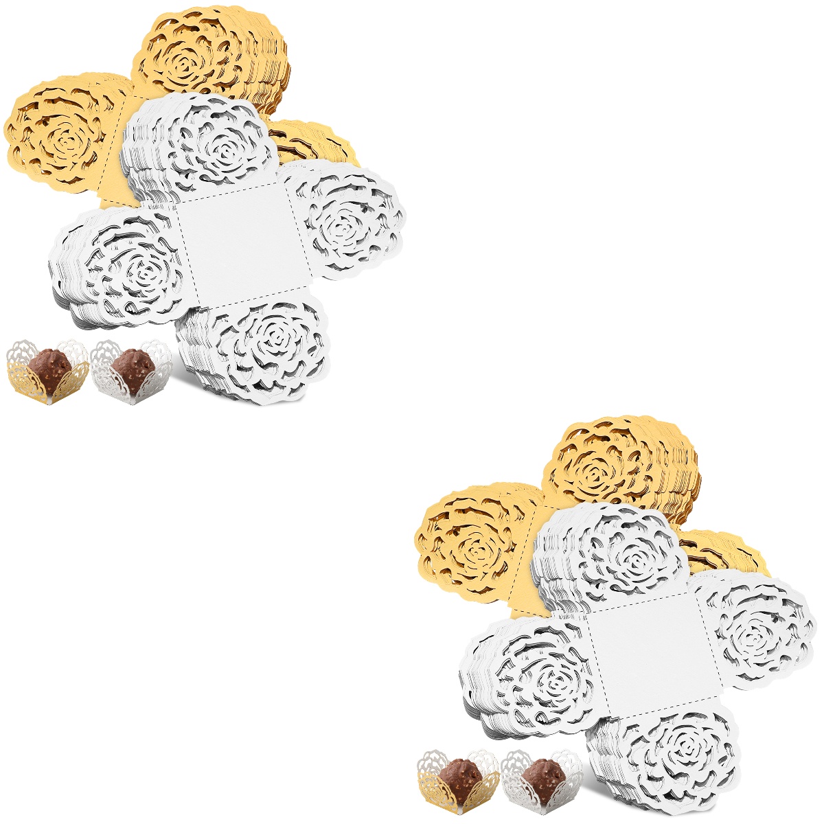 HOMEMAXS 200 Pcs Chocolate Paper Wrappers Hollow Rose Flower Edge ...