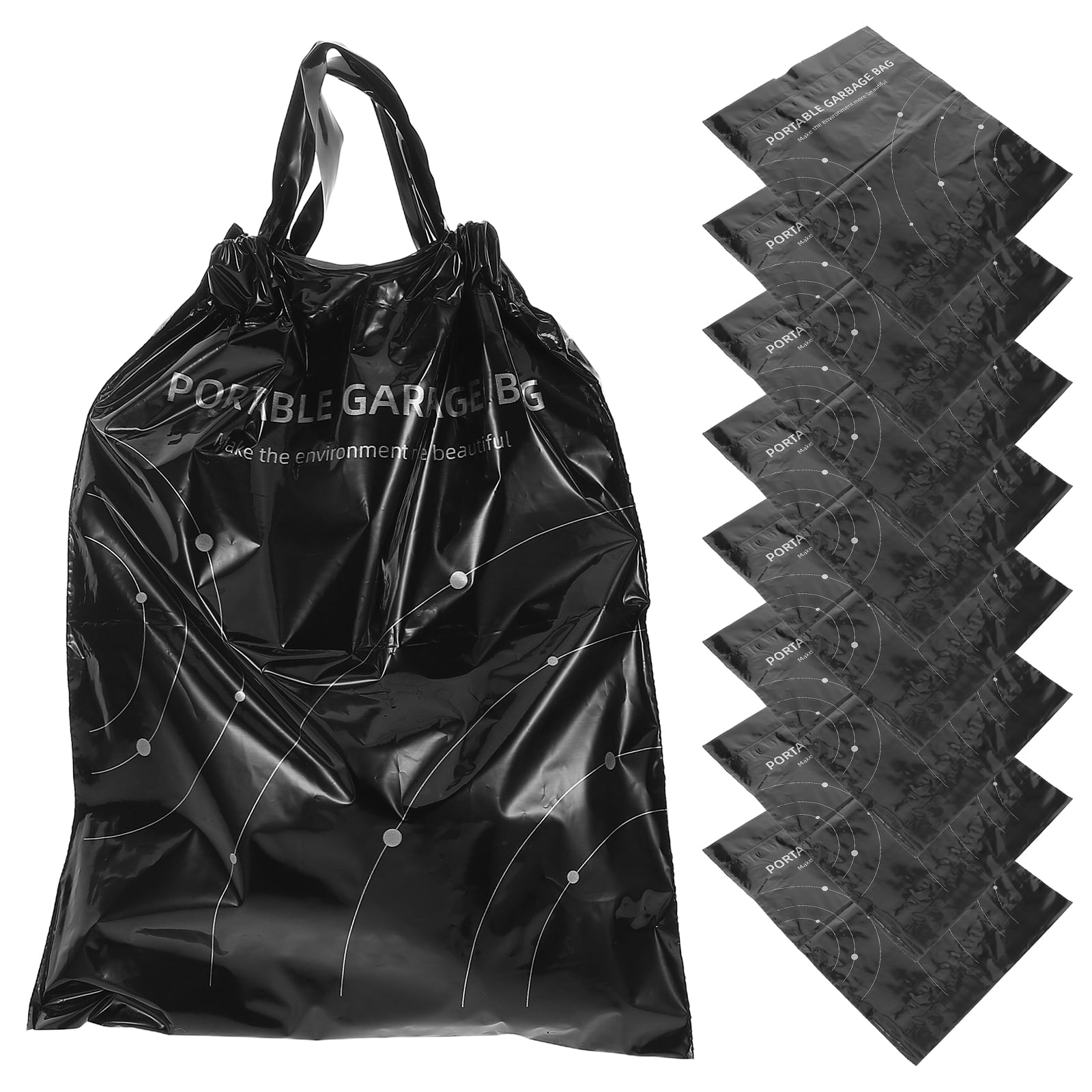 Universal Black Car Trash Container with Drawstring Closure Adhesive ...