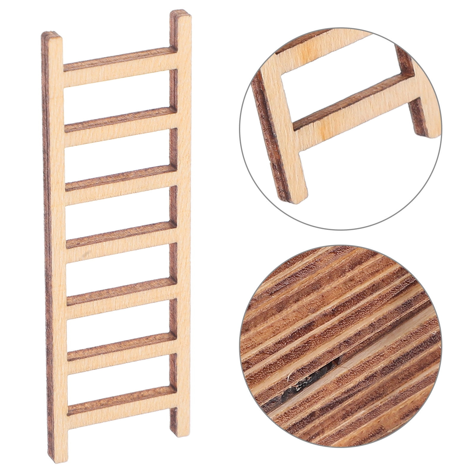 IFANLANDOR Mini Wooden Ladder Khaki 20Set Micro Landscape Decor 2.4X0 ...