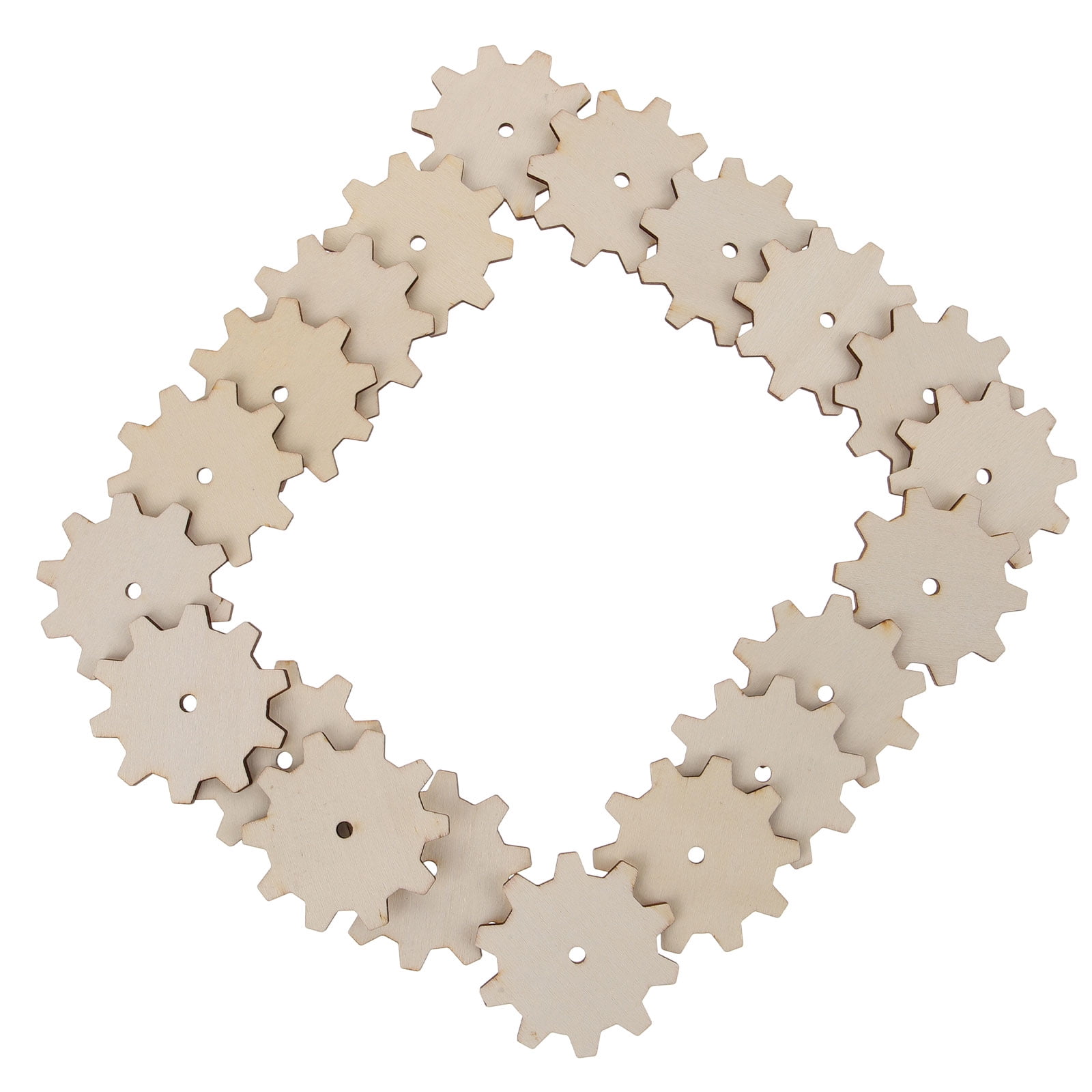 HOMEMAXS 20Pcs Unfinished Wood Cutouts Gear Shape Wood Slices Blank ...