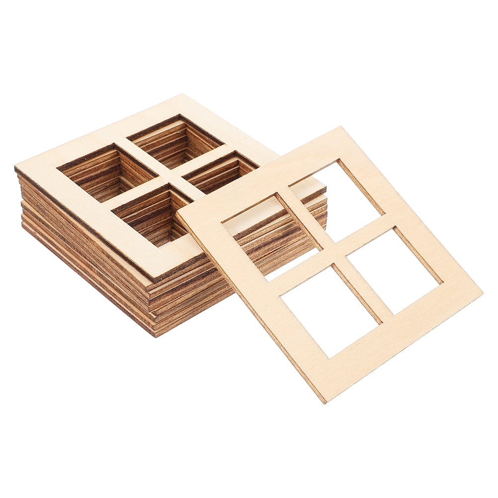 HOMEMAXS 20pcs Miniature Wooden Window Frames 1:12 Scale Tiny House ...