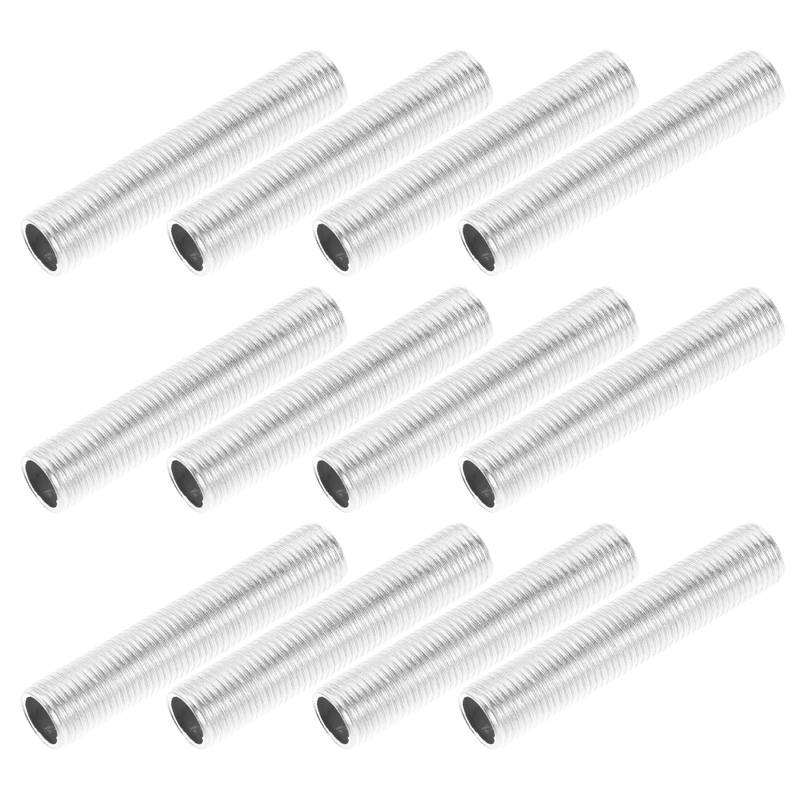20pcs M10 Thread 50mm Length Lamp Pipe Nipple Galvanized Iron Hollow ...