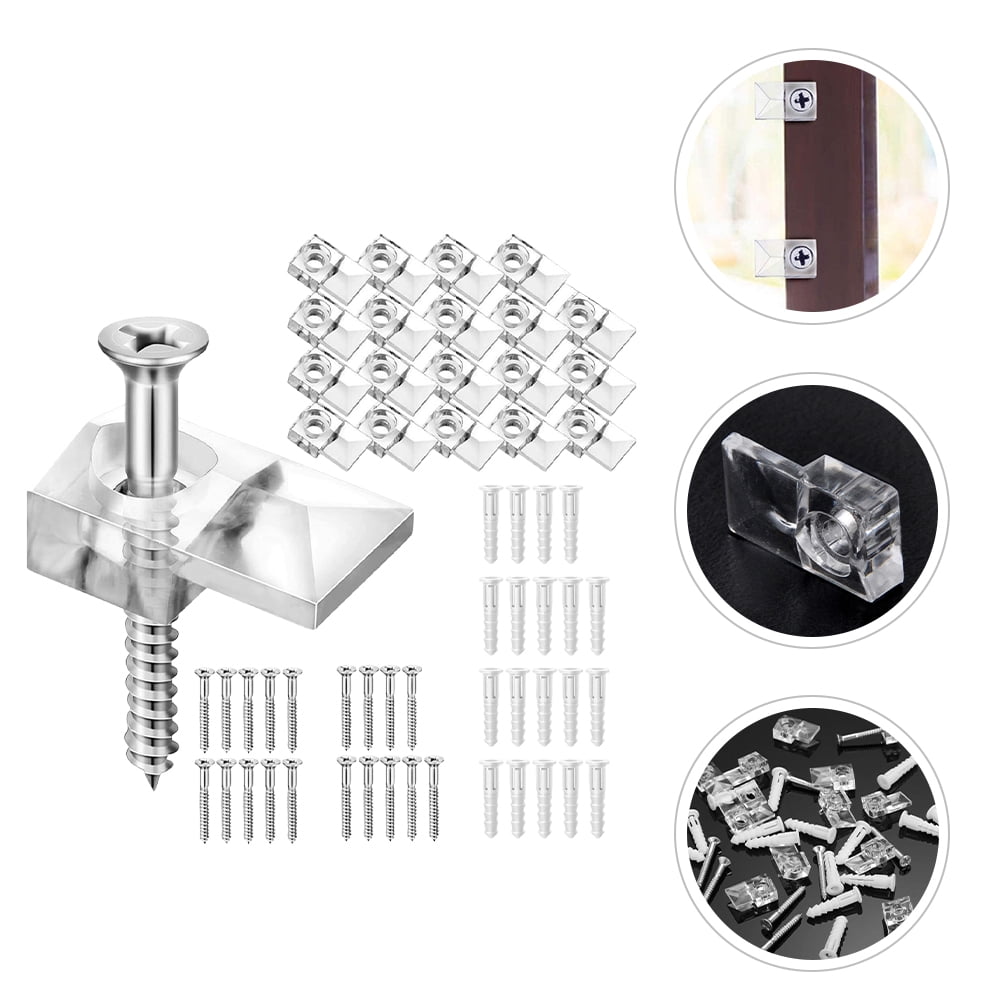 HOMEMAXS 20 Pcs Glass Panel Retaining Clips Fastening Bracket Mirror ...