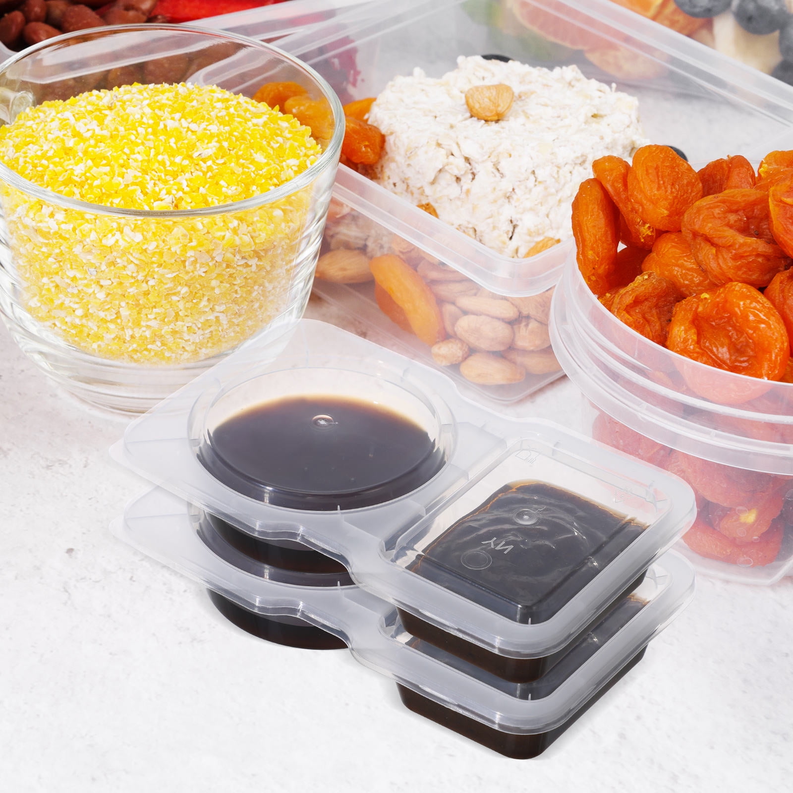 HOMEMAXS 20pcs Sauce Dipping Containers Divided Double Sauce Dipping ...