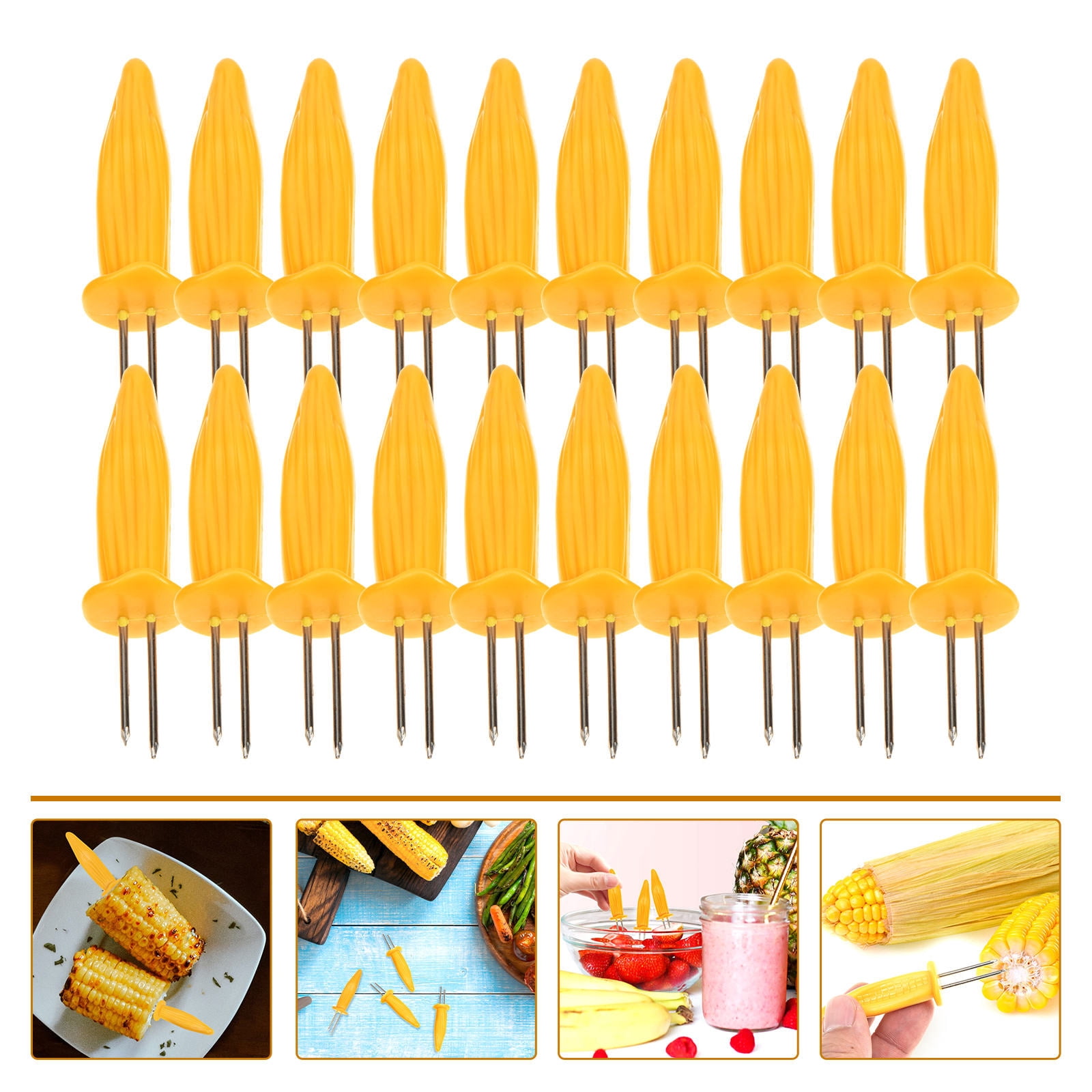 20pcs Stainless Steel Corn Needles Creative Barbecue Forks Creative ...