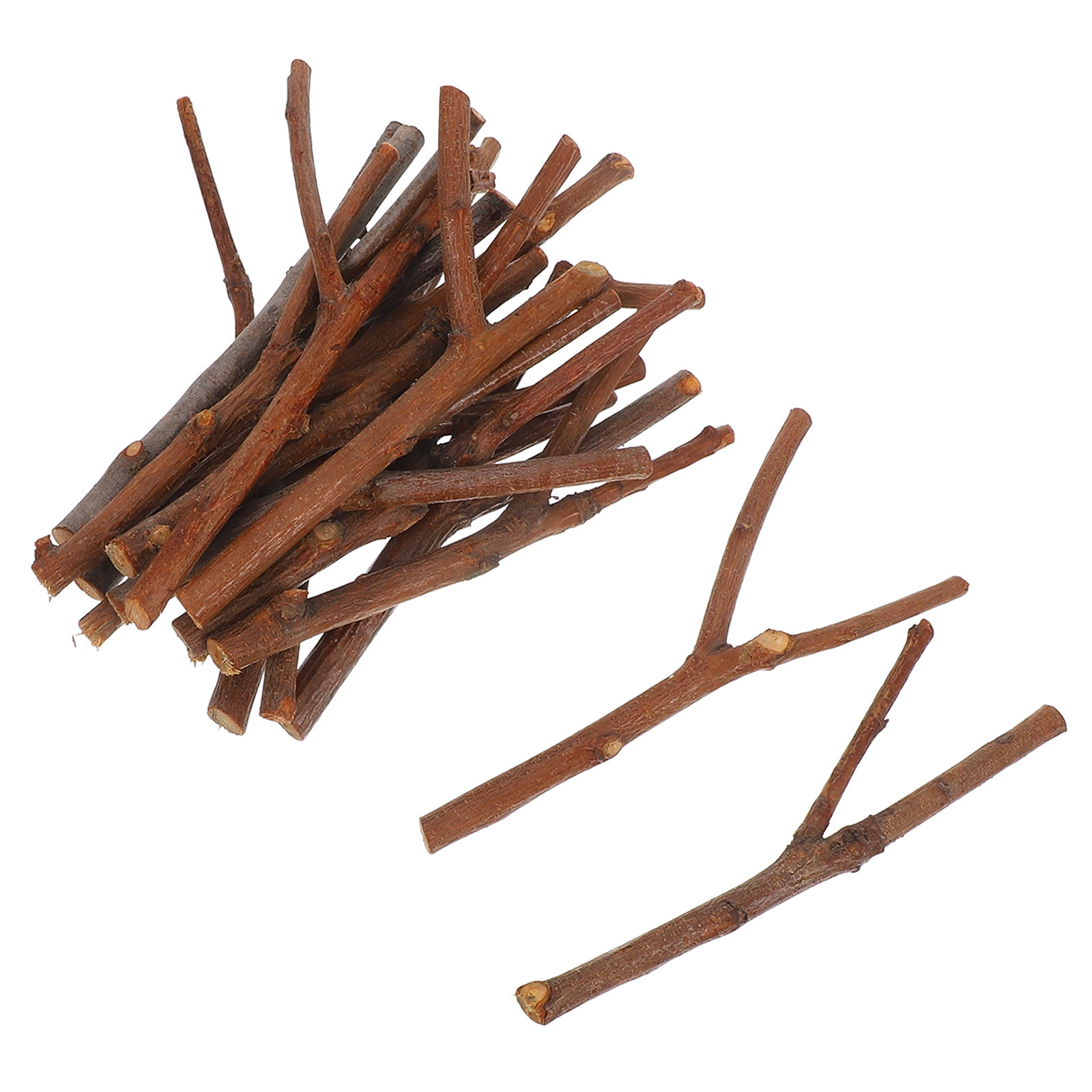 HOMEMAXS 20pcs Wood Log Sticks Y Shaped Long Wood Craft Sticks Natural ...