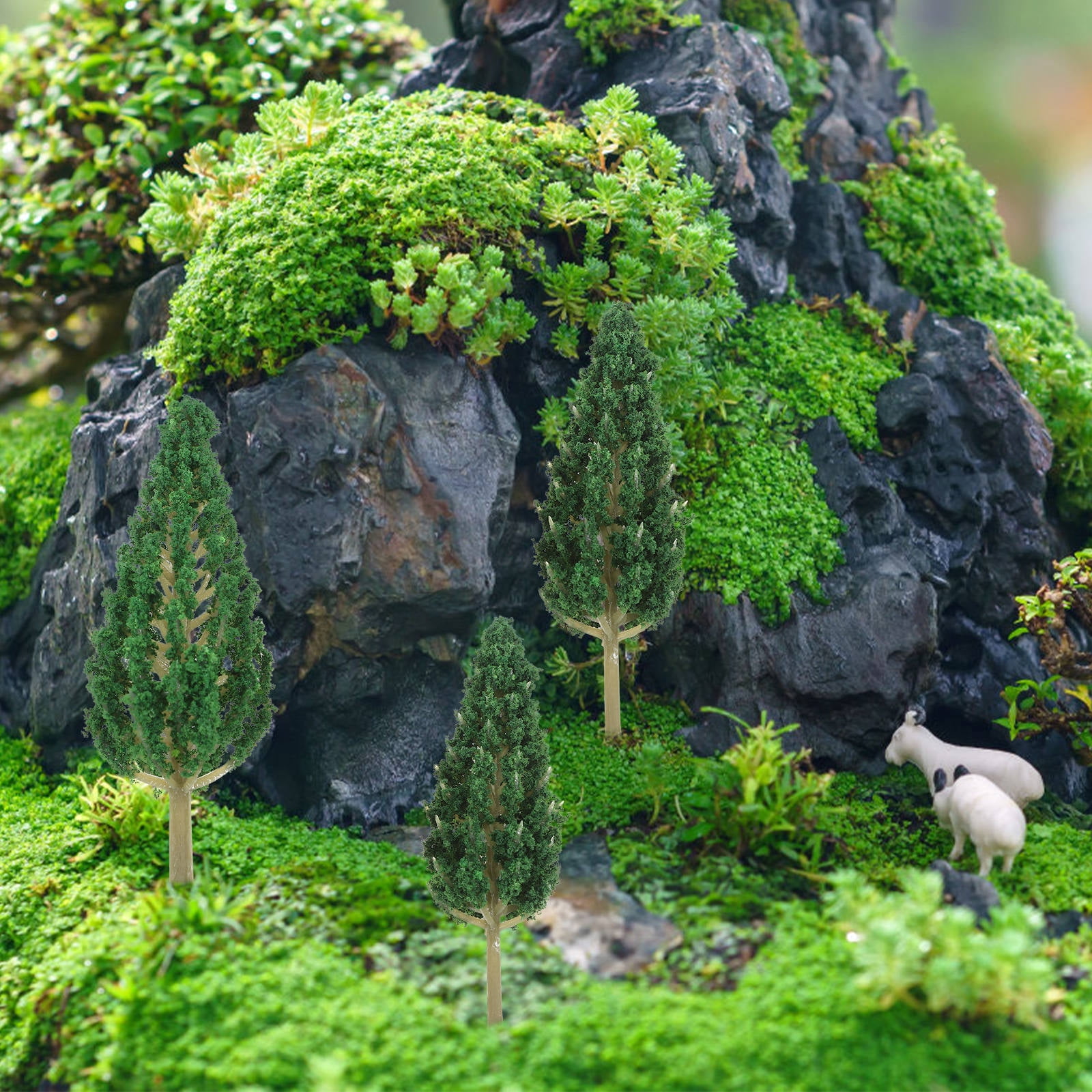 24 Realistic Miniature Green Trees for Crafts and Decor Durable Plastic ...