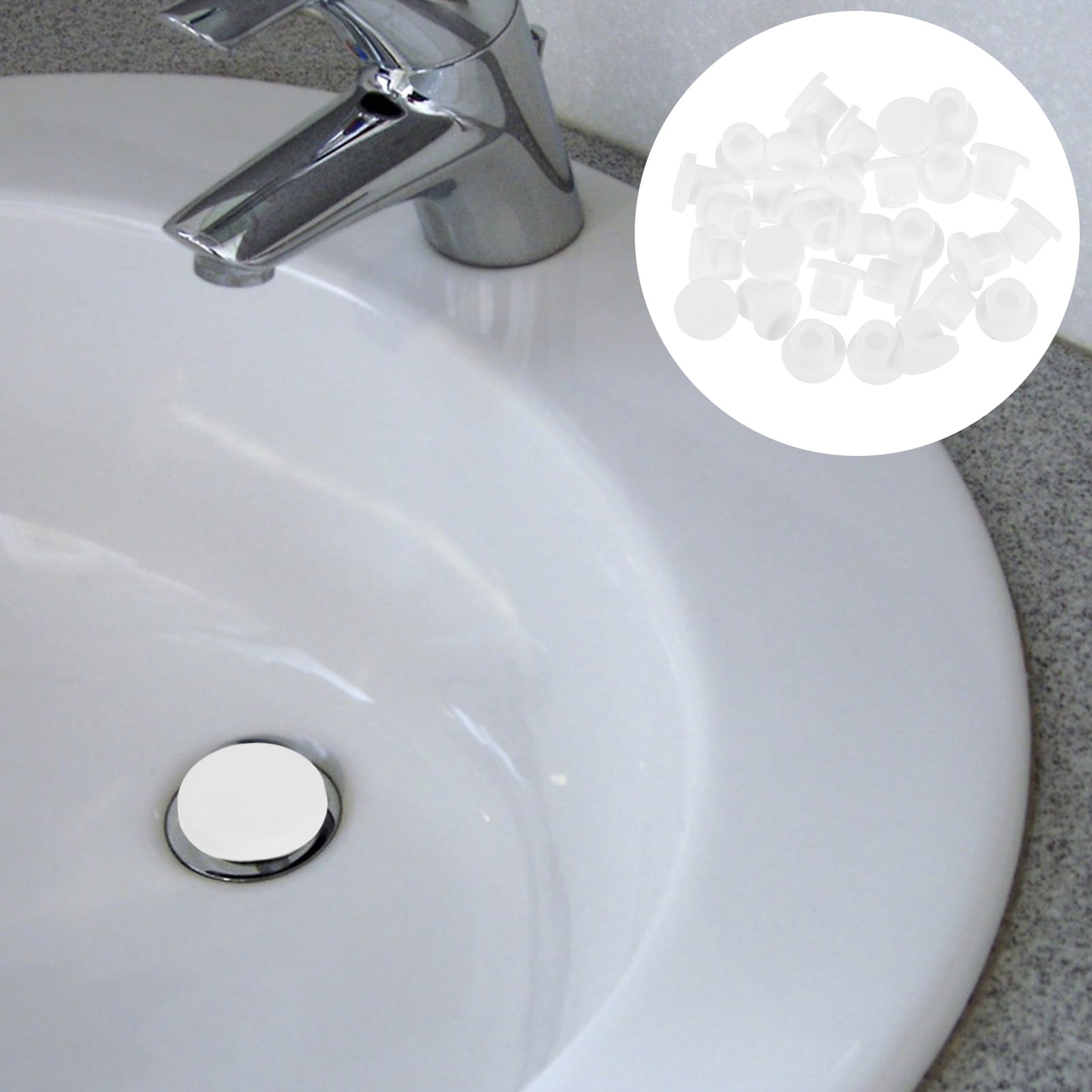 HOMEMAXS 28pcs White Silicone Drain Stoppers Safe Prevent Water ...