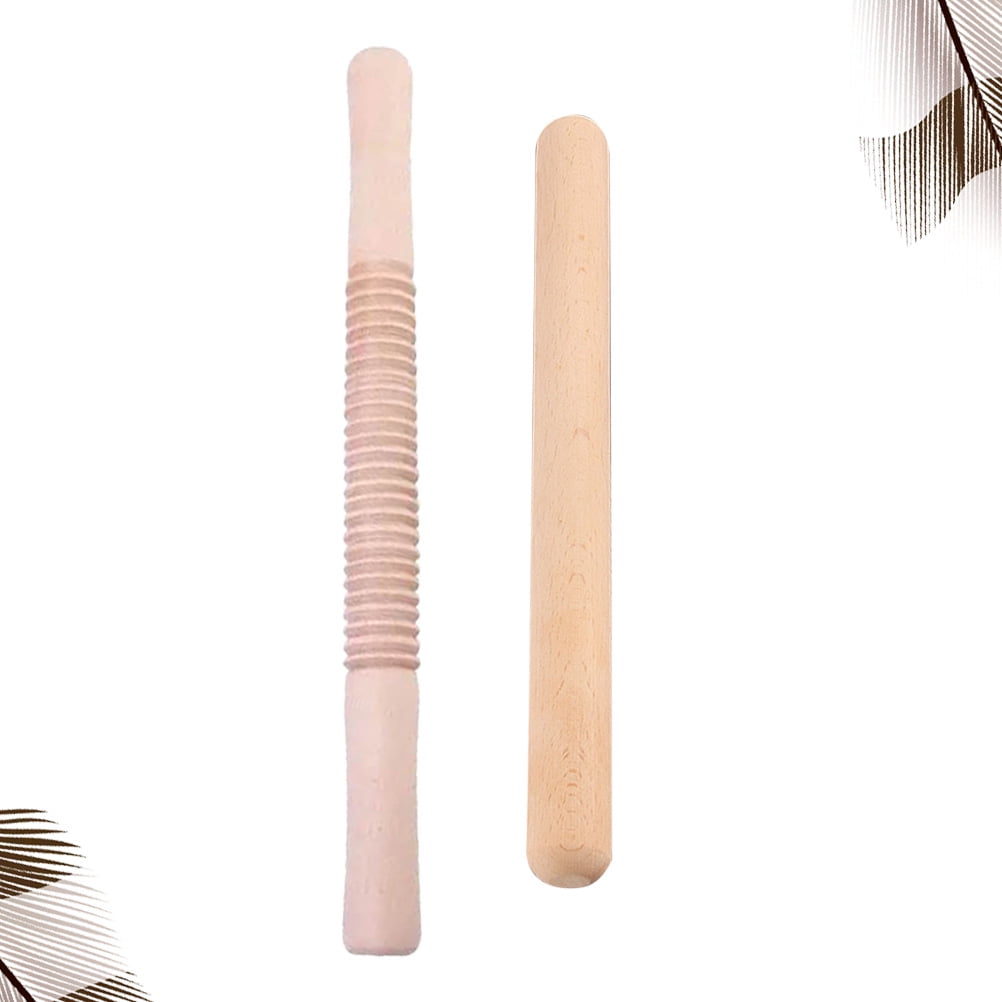 2PCS Wooden Rolling Pin Dough Roller for Baking Bread Pastry Cookies Pizza Pie Fondant (Round ...