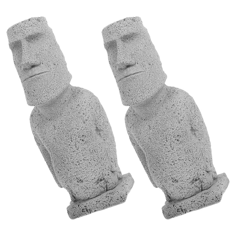 HOMEMAXS 2Pcs Easter Island Moai Head Figurine for Home Garden Decor ...