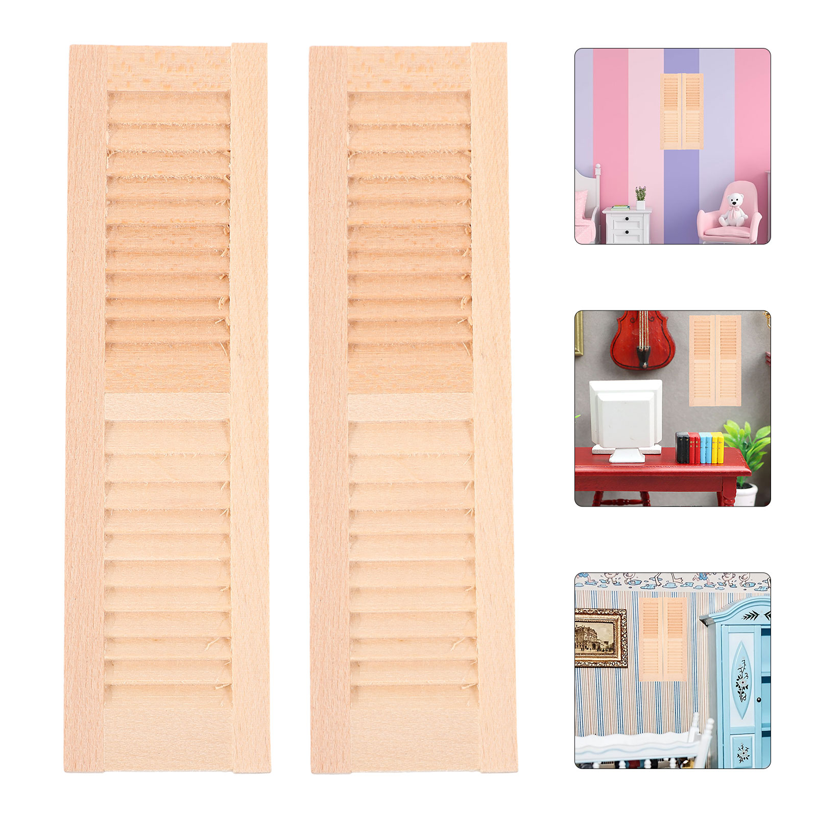 HOMEMAXS 2Pcs Mini Wooden Shutters DIY Tiny Shutter Models for Doll ...