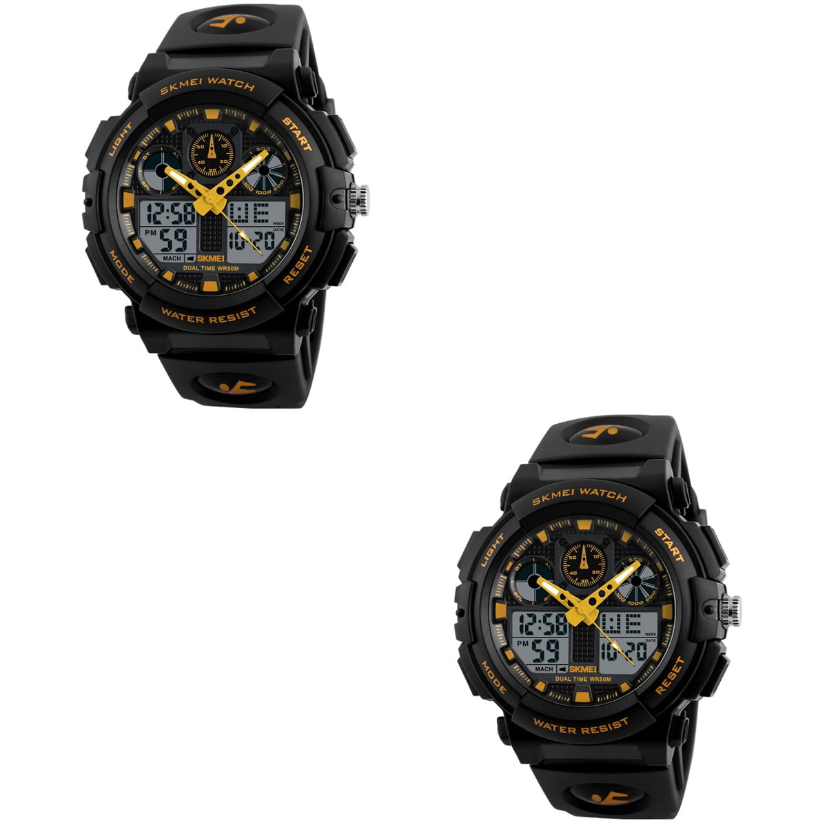 2pcs 1270 Waterproof Men's Sports Watch Casual Analog Quartz Digital ...