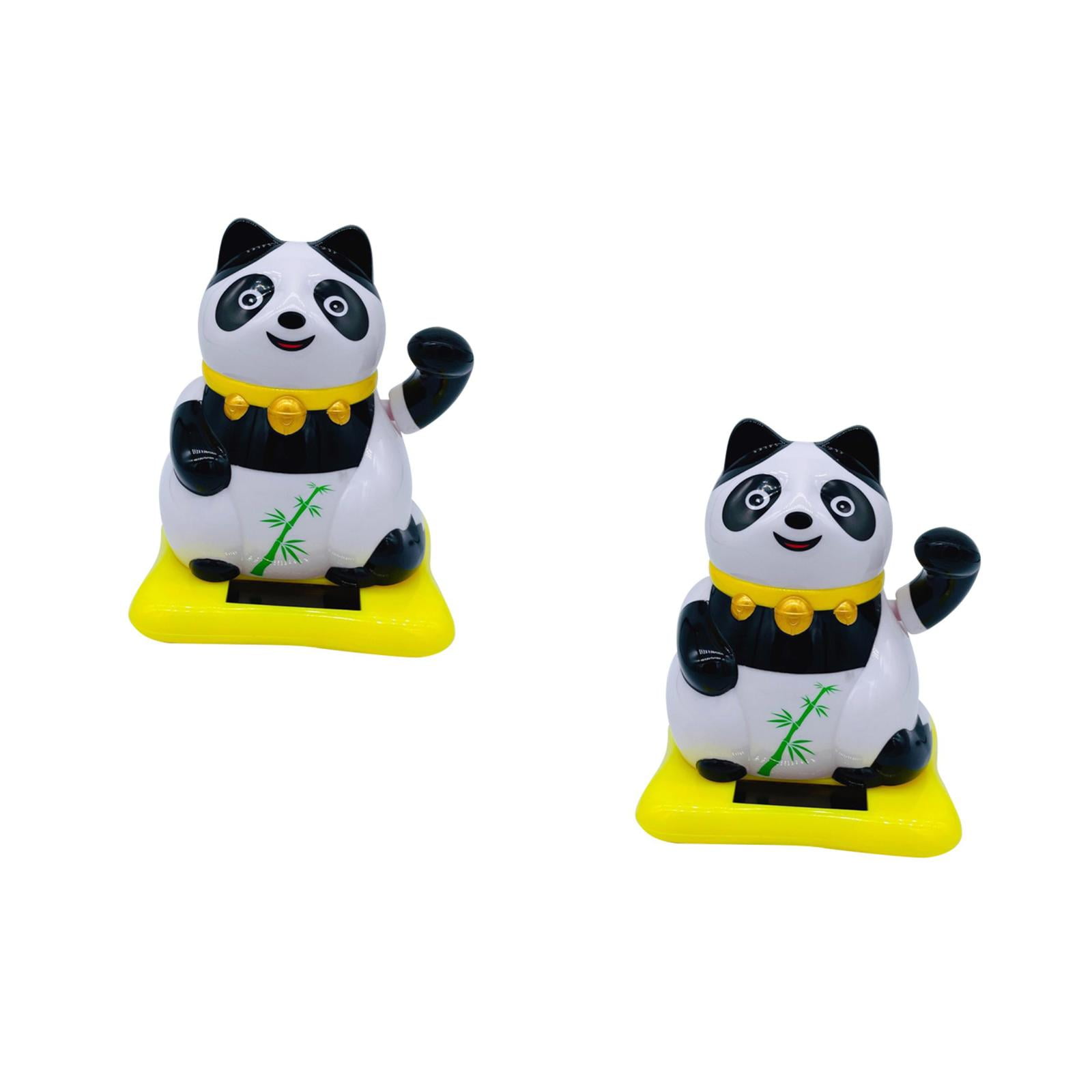 HOMEMAXS 2pcs Bobblehead Panda for Car Solar-Powered Panda Statue ...