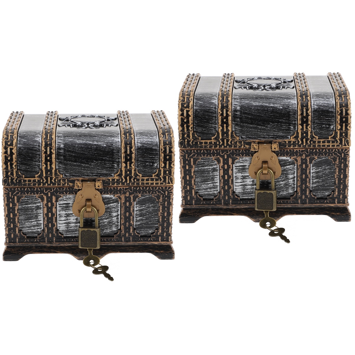 HOMEMAXS 2pcs Decorative Treasure Box Vintage Pirate Box Multi-function ...