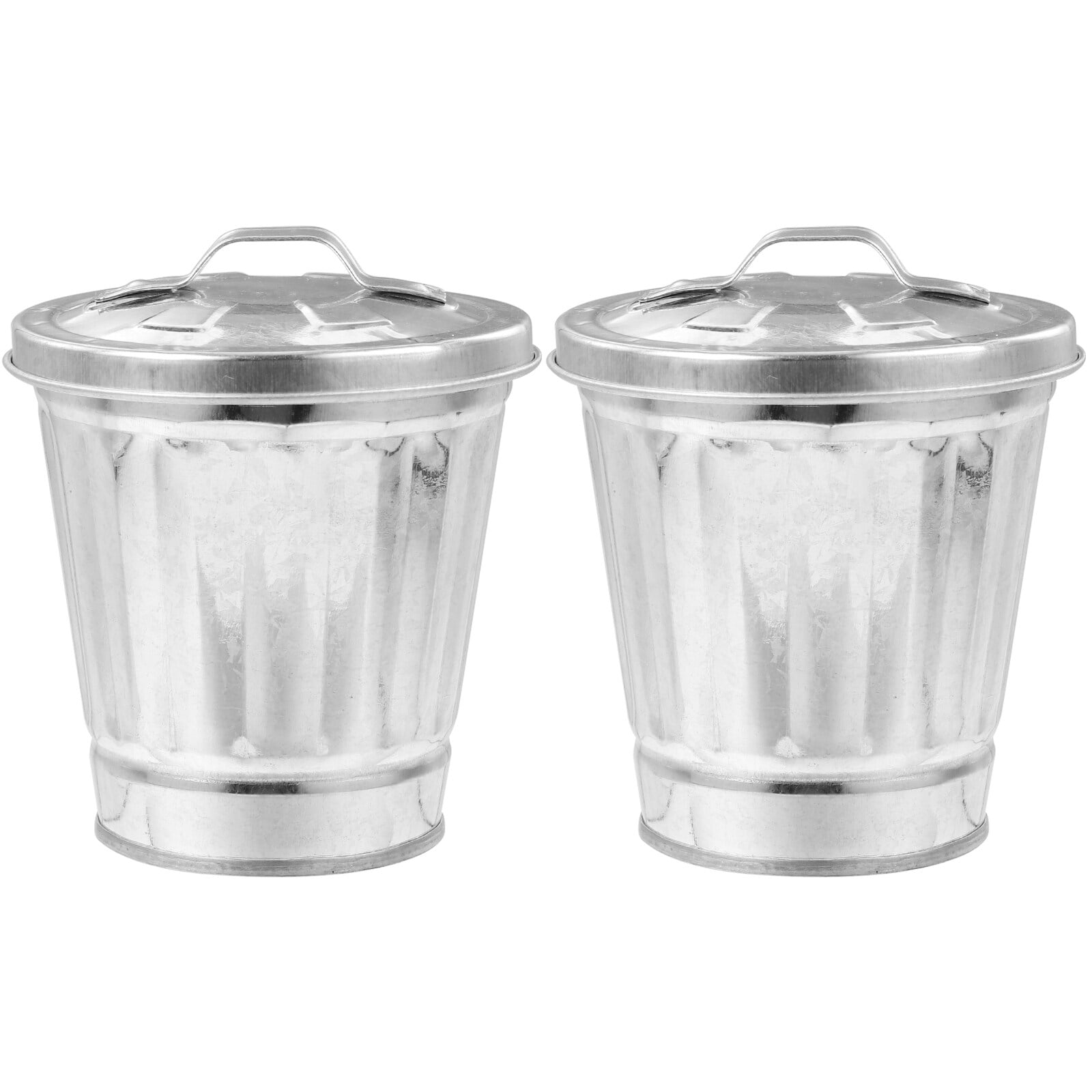 2pcs Desktop Galvanized Iron Trash Can Desktop Trash Bucket Garbage ...