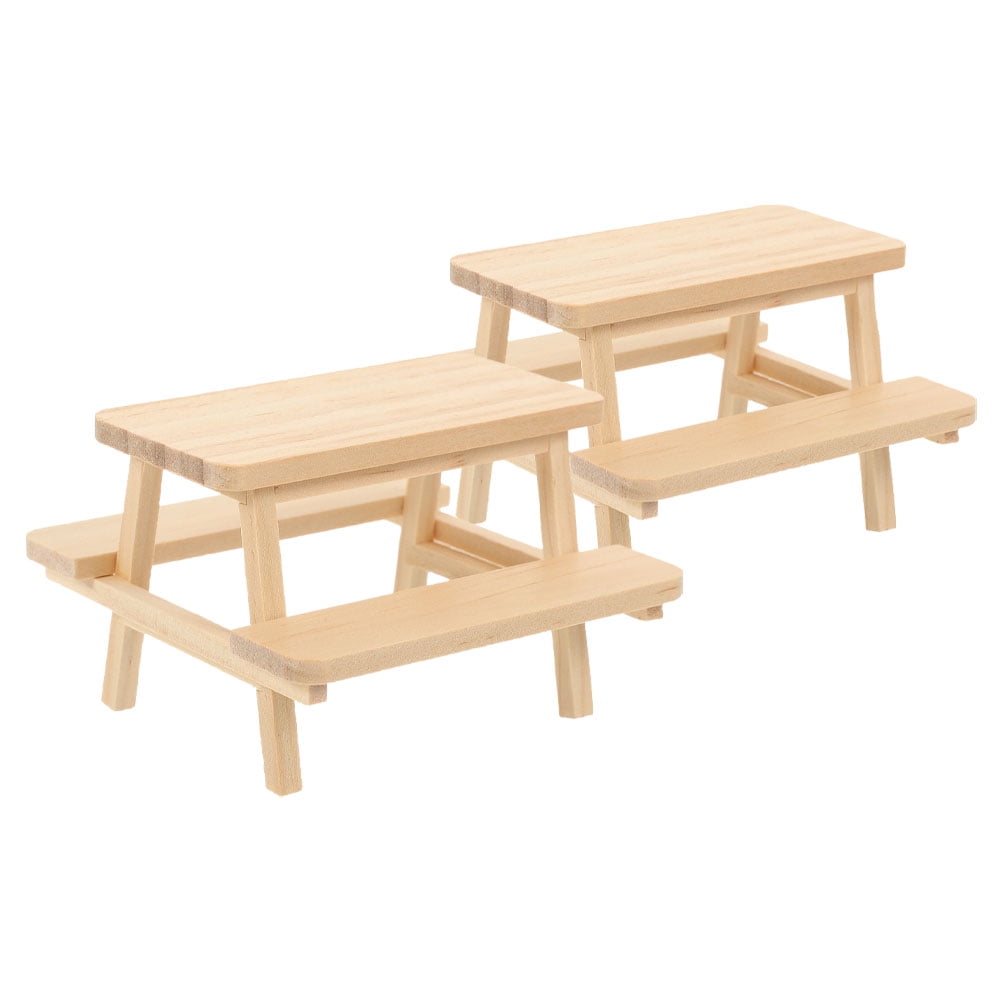 HOMEMAXS 2pcs Doll House Picnic Table Miniature Picnic Table Model Mini ...