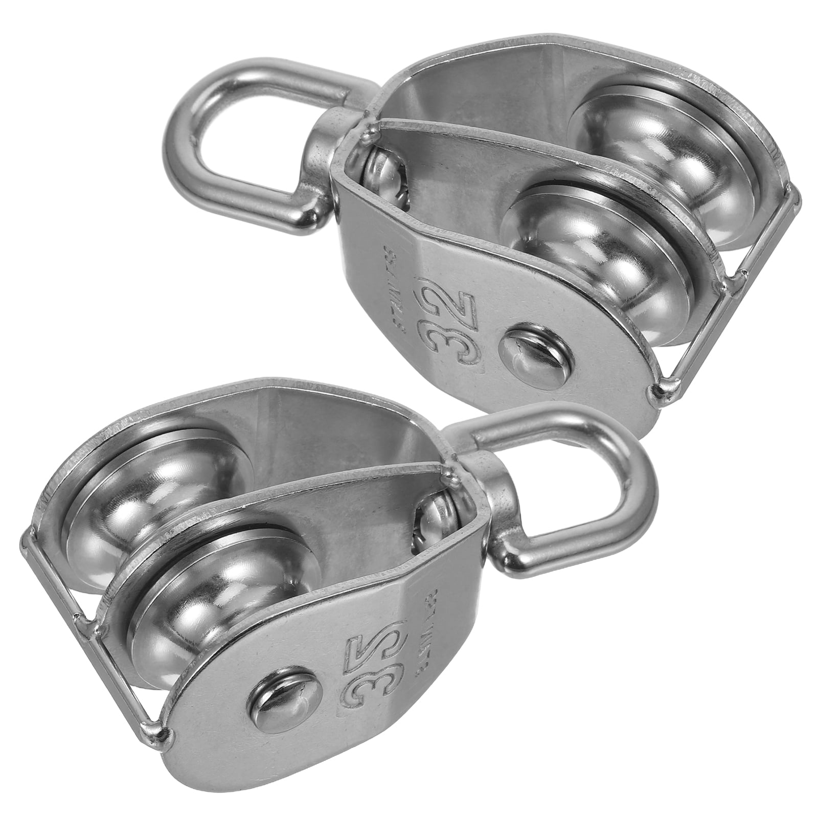 2pcs Double Pulley Block Set Stainless Steel Lifting Clothesline Pulley ...