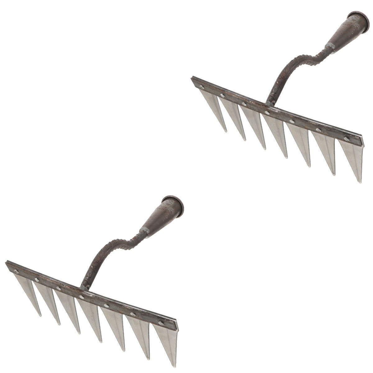 HOMEMAXS 2pcs Gardening Rake Small Hand Rake Garden Rake Wood Handle ...