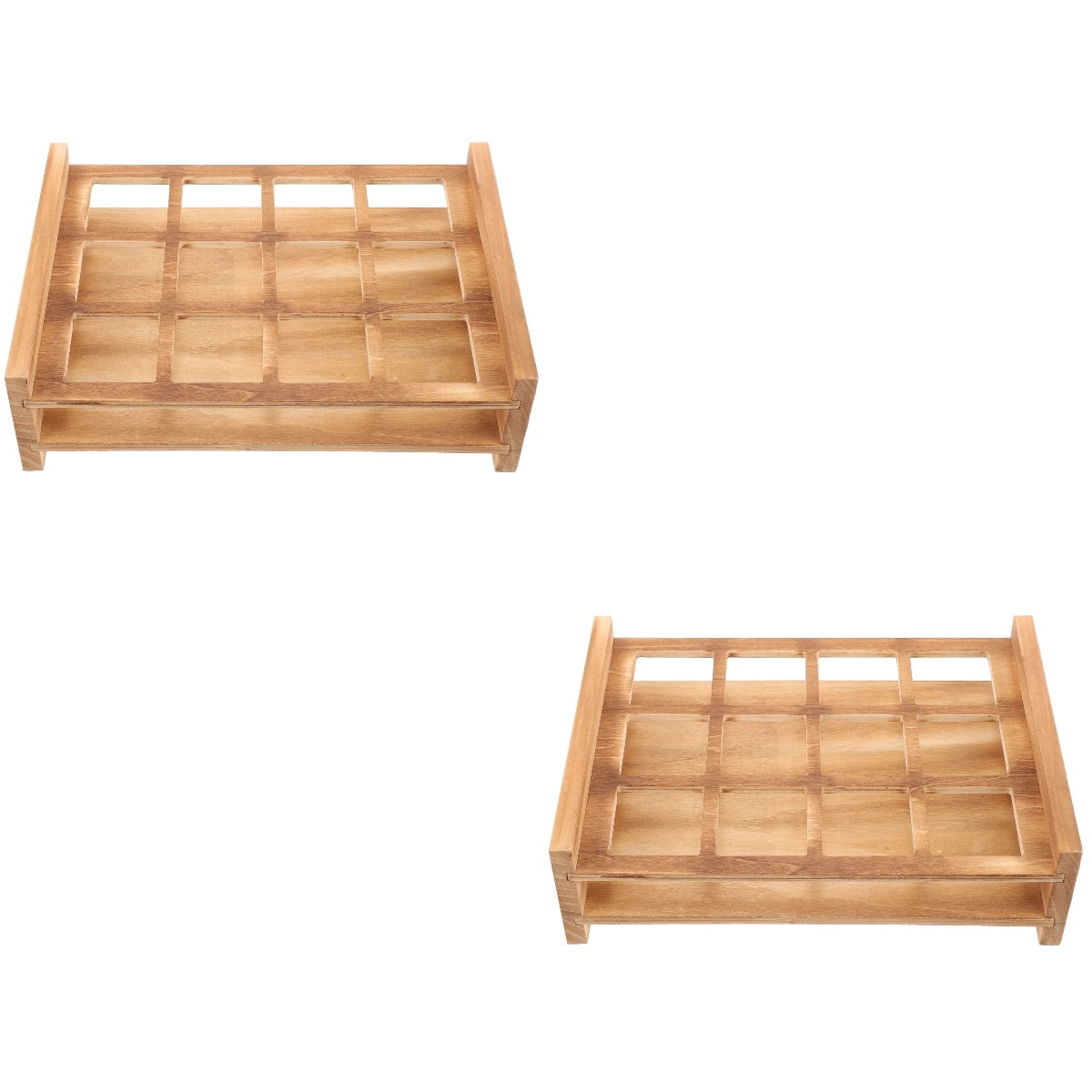 HOMEMAXS 2pcs Glass Cup Serving Tray Wooden Shot Glasses Holder Wine ...