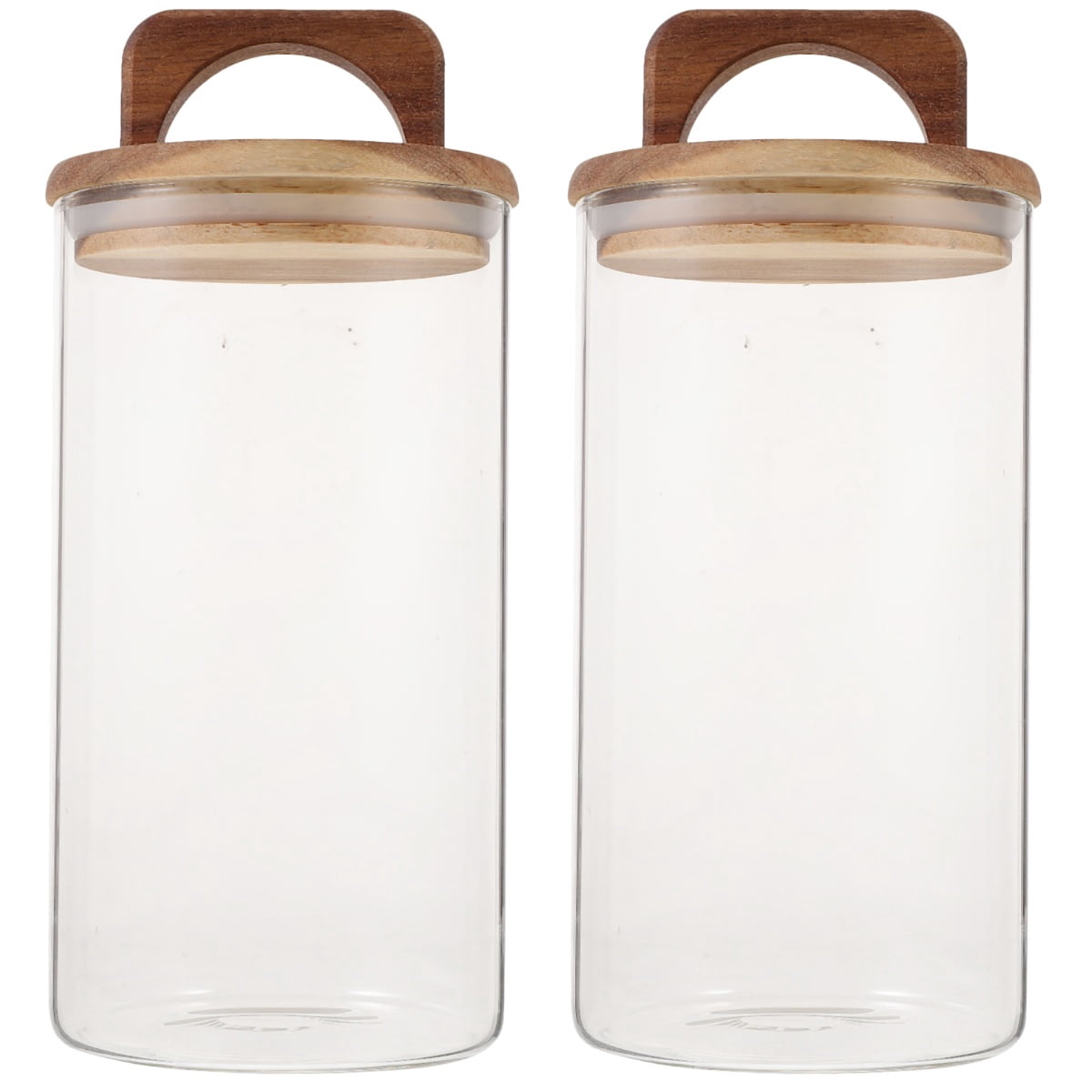 HOMEMAXS 2pcs Glass Sealed Can Glass Sealed Container With Wood Lid ...
