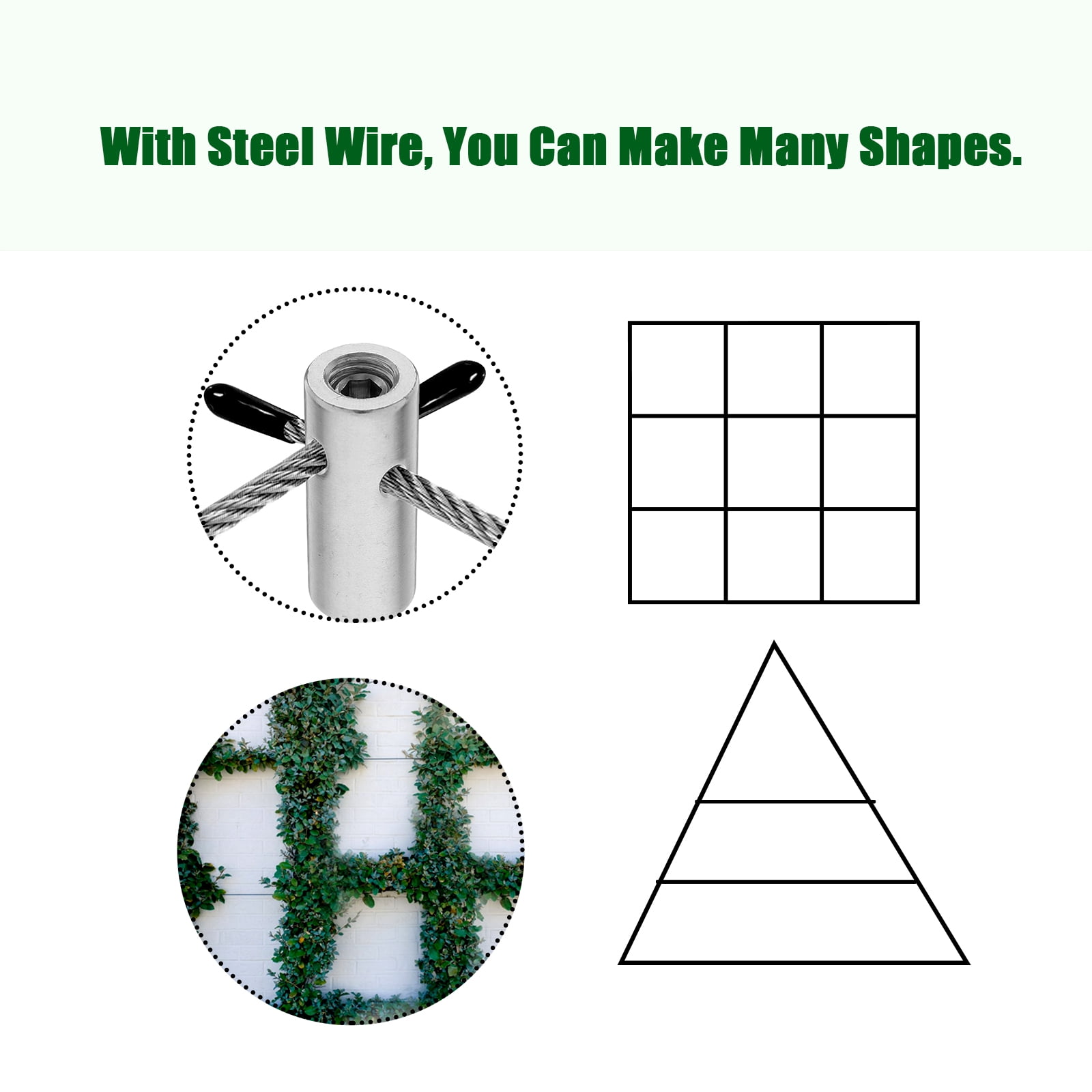 HOMEMAXS 2pcs Green Wall Stainless Steel Hubs Wire Trellis Kits Steel ...