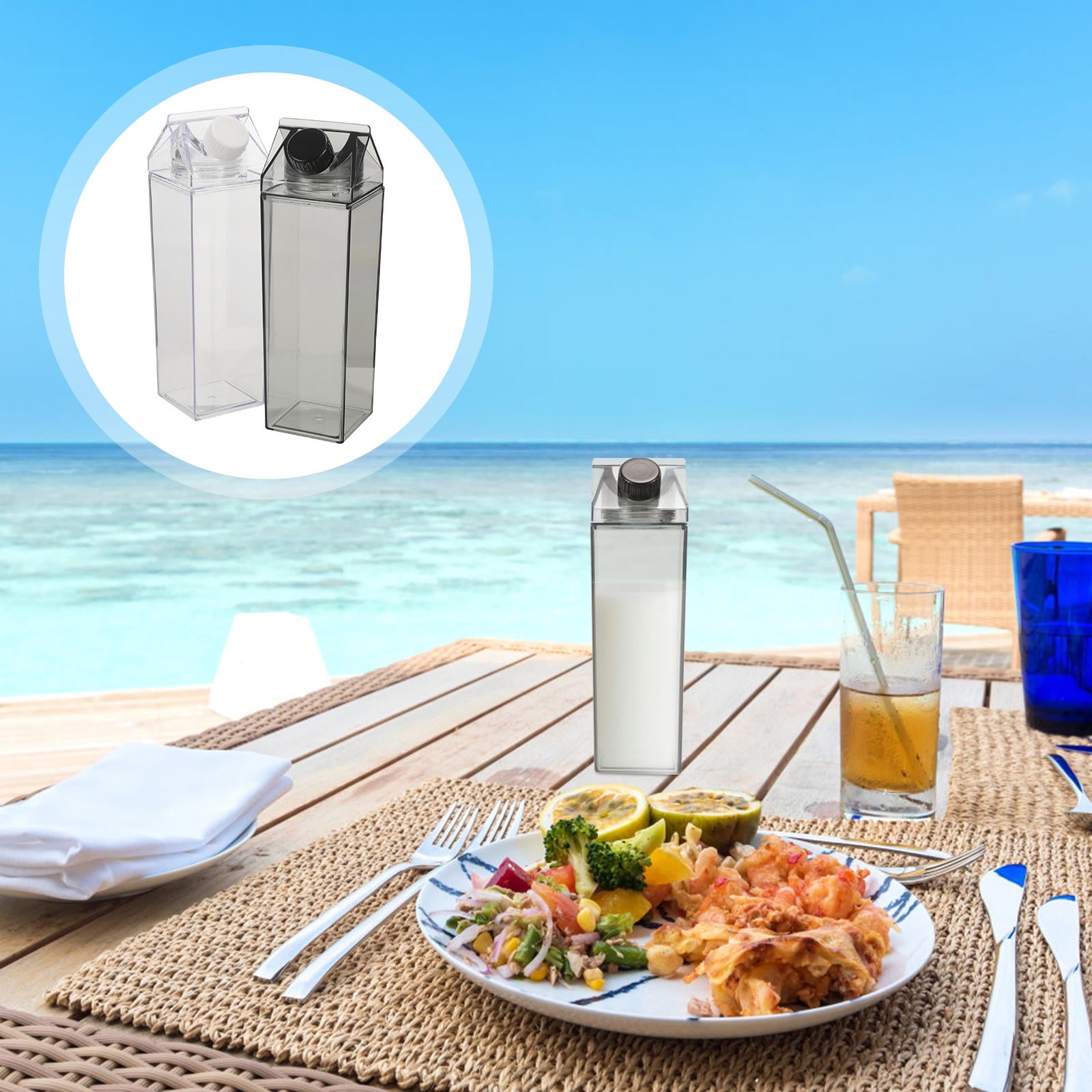 2pcs Milk Carton Bottle Clear Milk Bottle Coffee Milk Carton Bottle ...