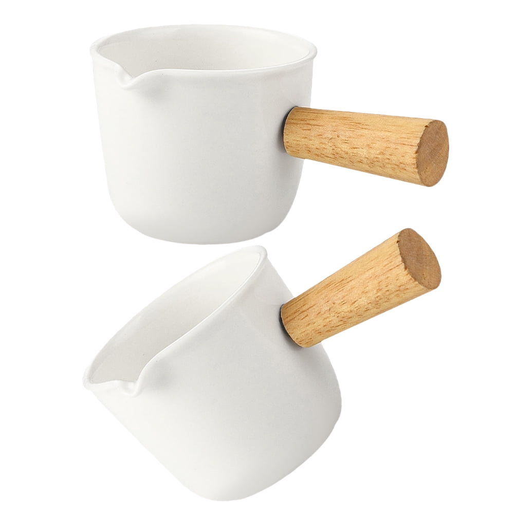 2pcs White Ceramic Mini Milk Jugs Creamer Cups Coffee Syrup Dispenser ...