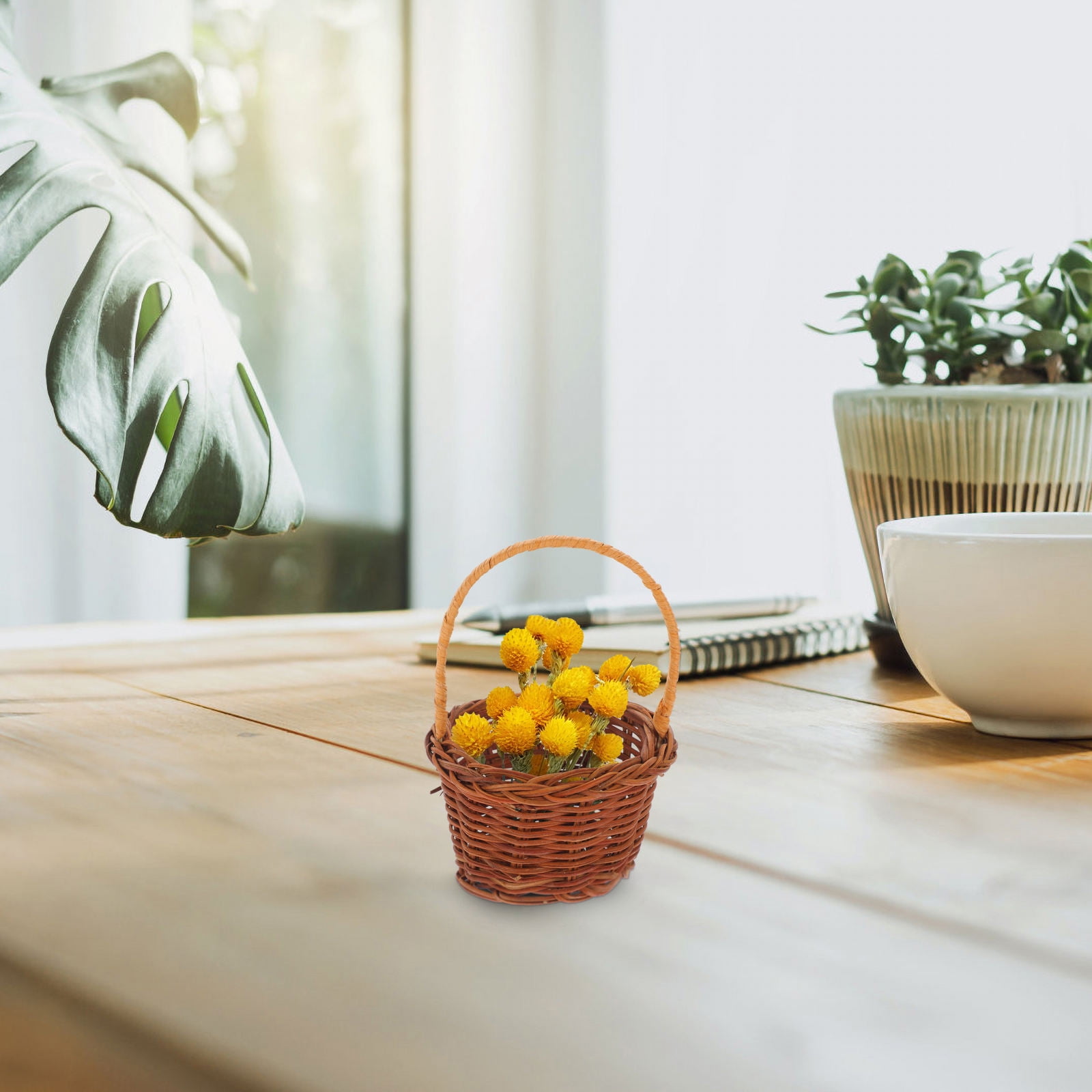 HOMEMAXS 2pcs Mini Woven Baskets with Handles Small Flower Baskets for ...