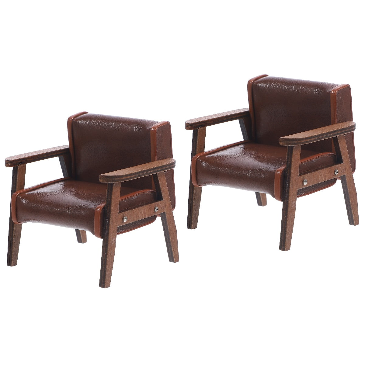 HOMEMAXS 2pcs Miniature Sofa Chair Mini Wooden Sofa Chair Doll House ...