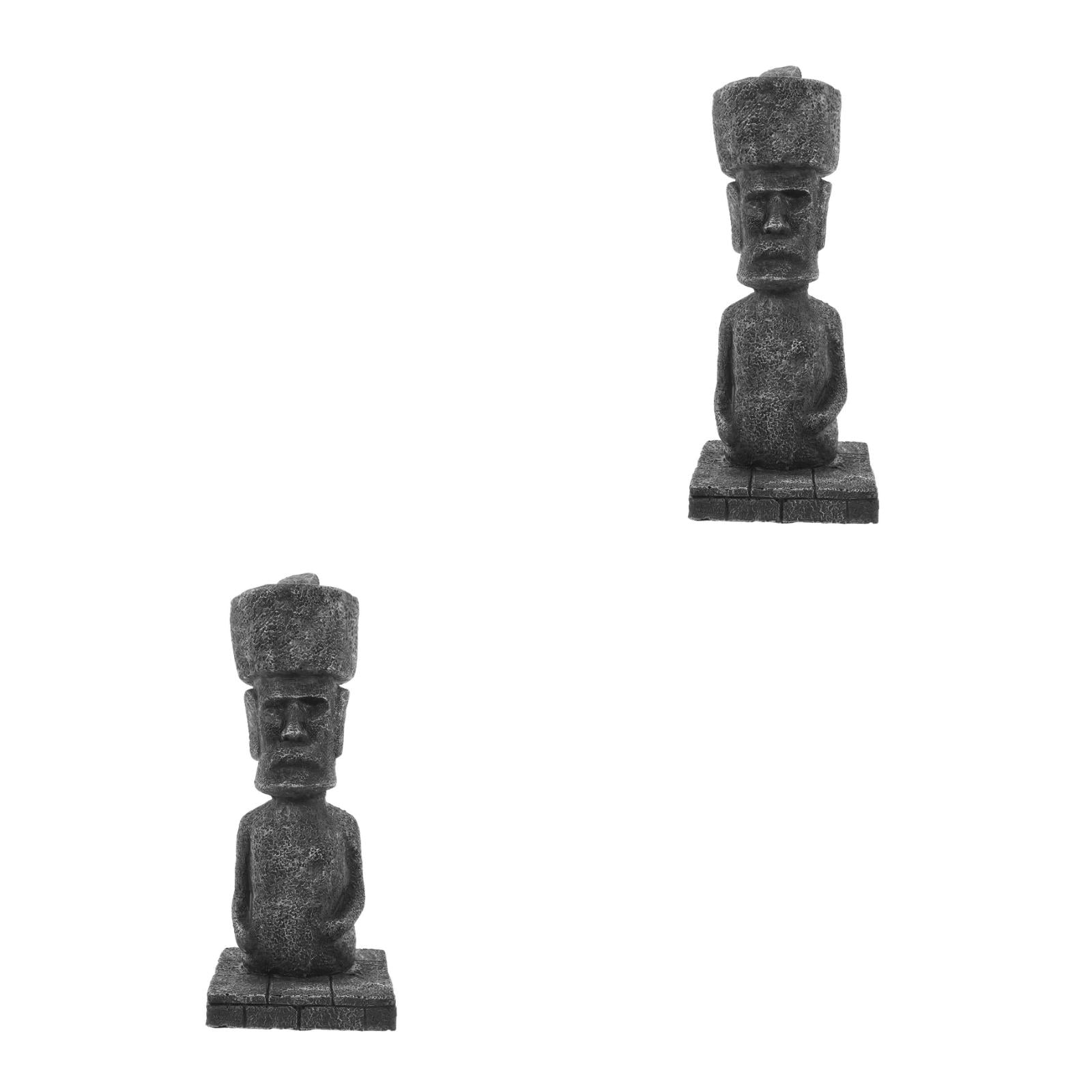 HOMEMAXS 2pcs Moai Statue Decor Easter Island Oranment Resin Stone ...