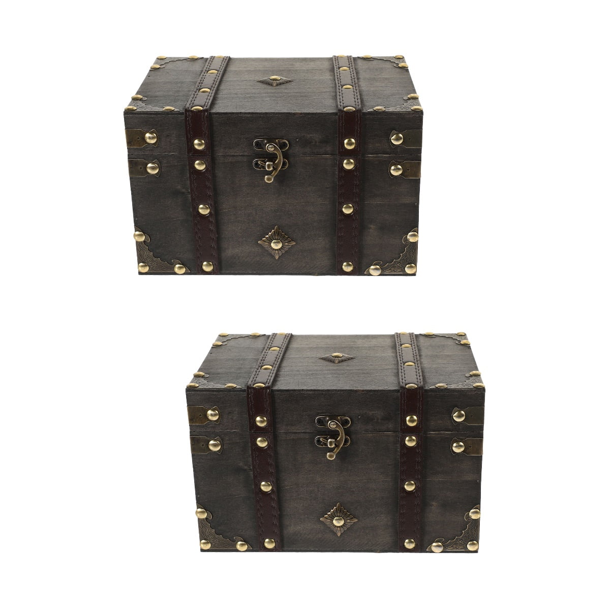 HOMEMAXS 2pcs Multi-use Treasure Chest Box Vintage Style Large-capacity ...