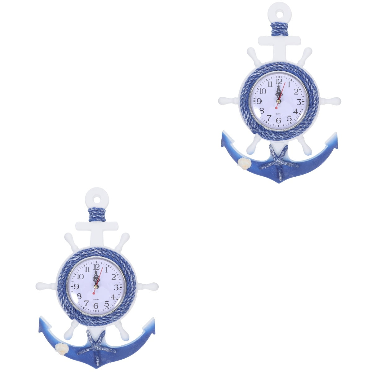 HOMEMAXS 2pcs Nautical Anchor Clock Wooden Sailboat Wall Hanging Clock ...