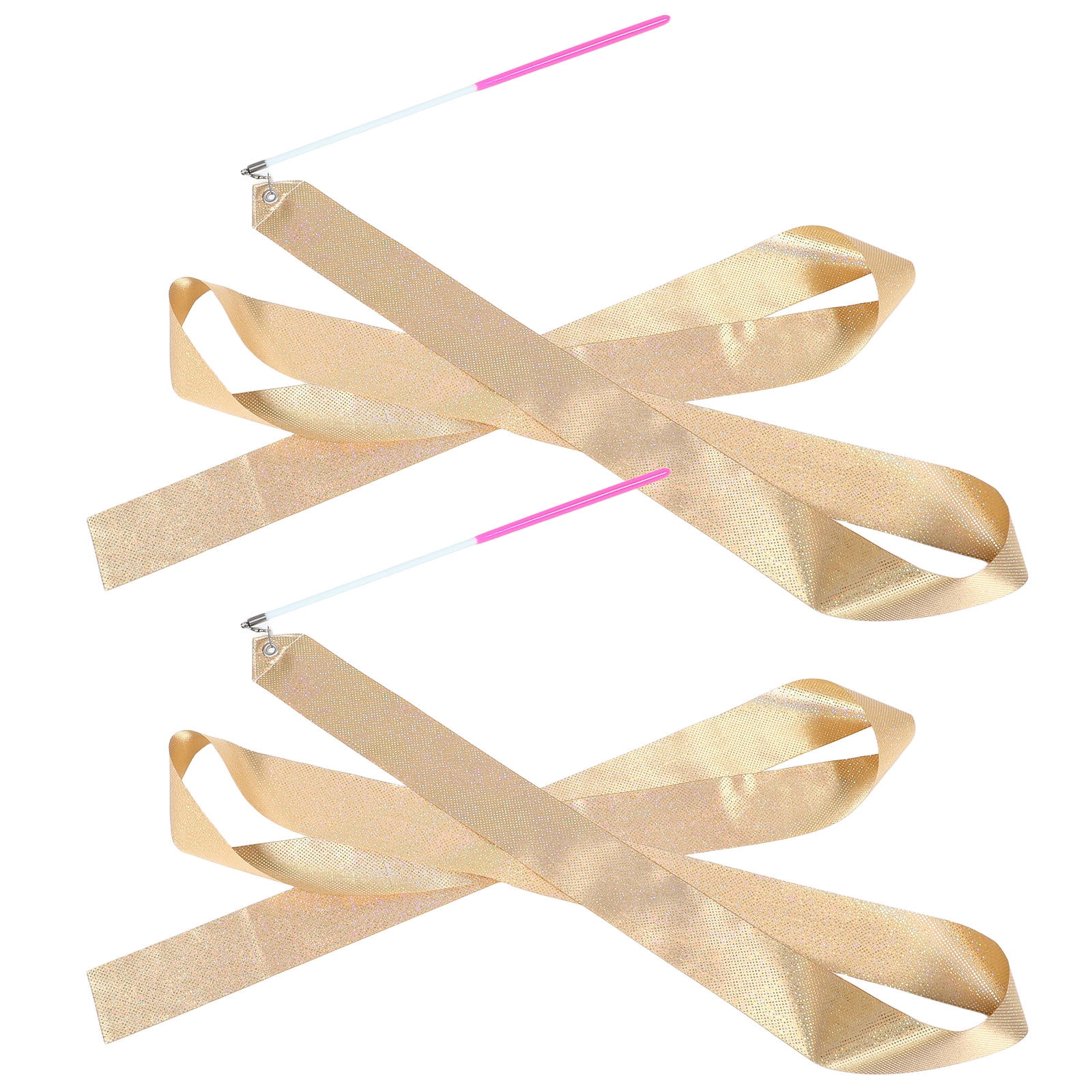 HOMEMAXS 2pcs Pink Golden Glitter Dance Ribbons Dance Ribbon Streamer ...