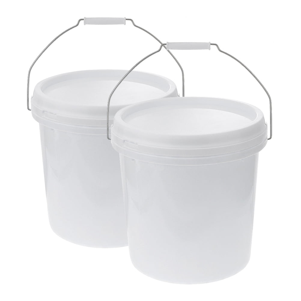 HOMEMAXS 2pcs Plastic Bucket with Handle Lid Reusable Paint Bucket Oil ...