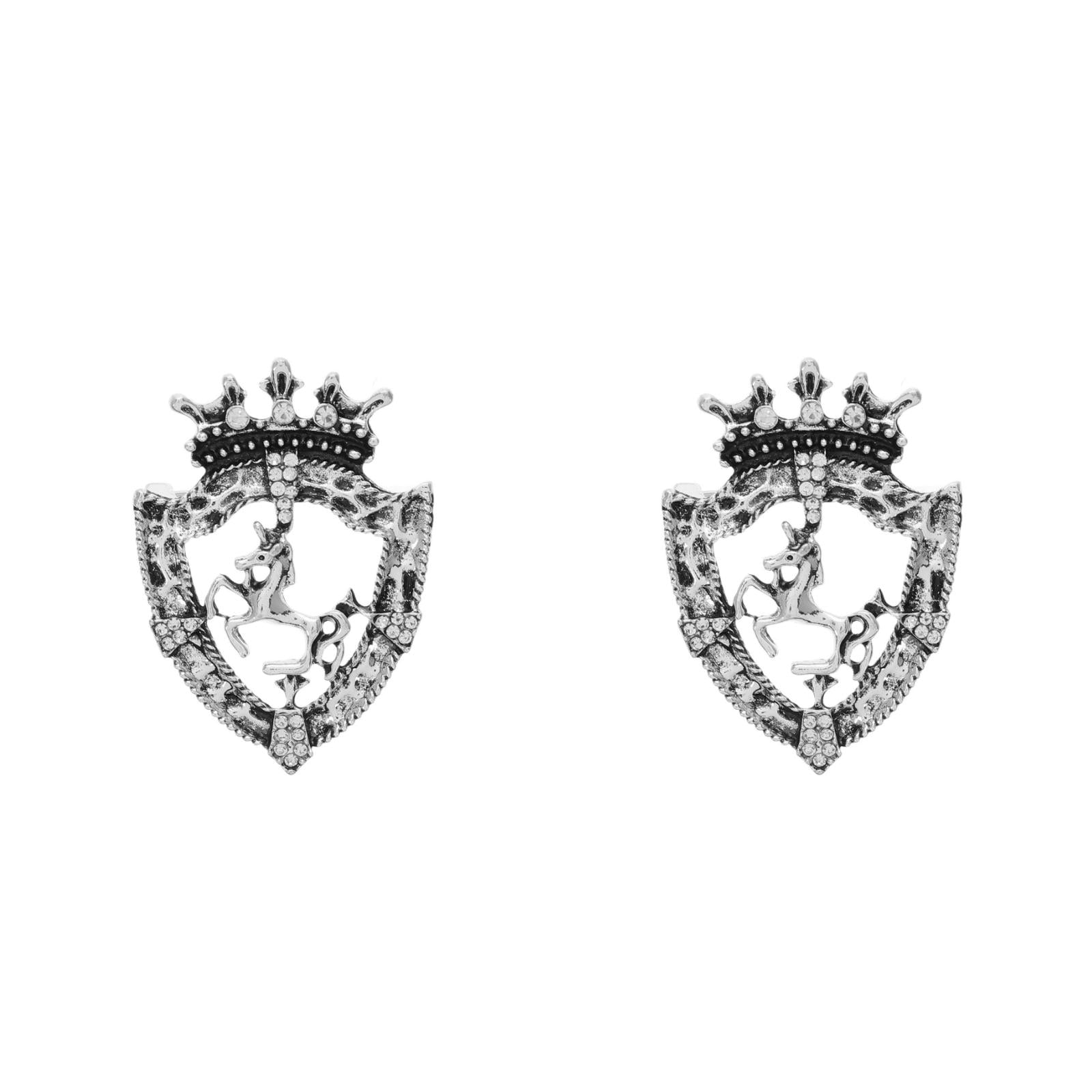 HOMEMAXS 2pcs Retro Crown Brooch Pin For Men Rhinestone Shield Lapel ...