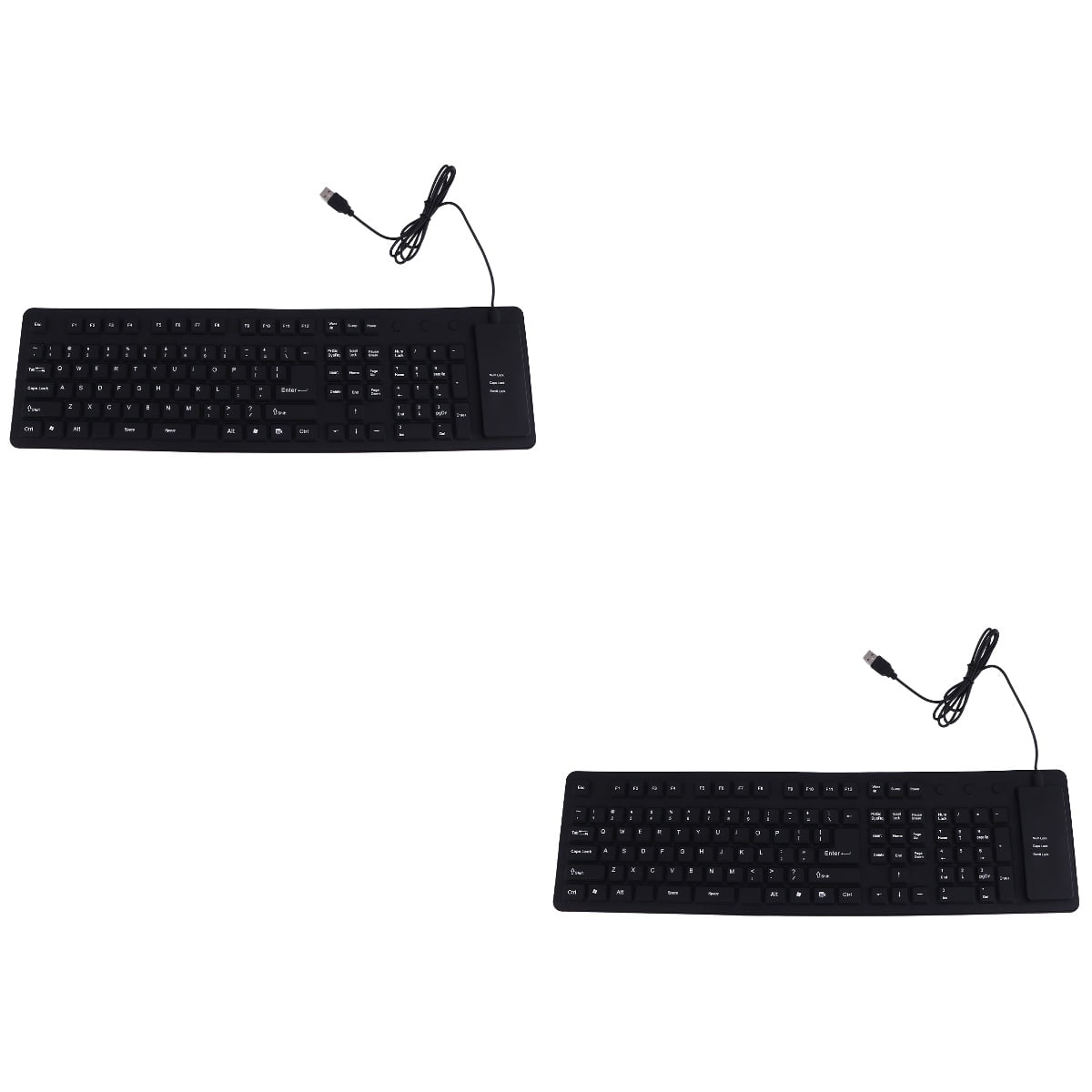 HOMEMAXS 2pcs Roll Up Folding USB Keyboard Silent Silicone Portable ...