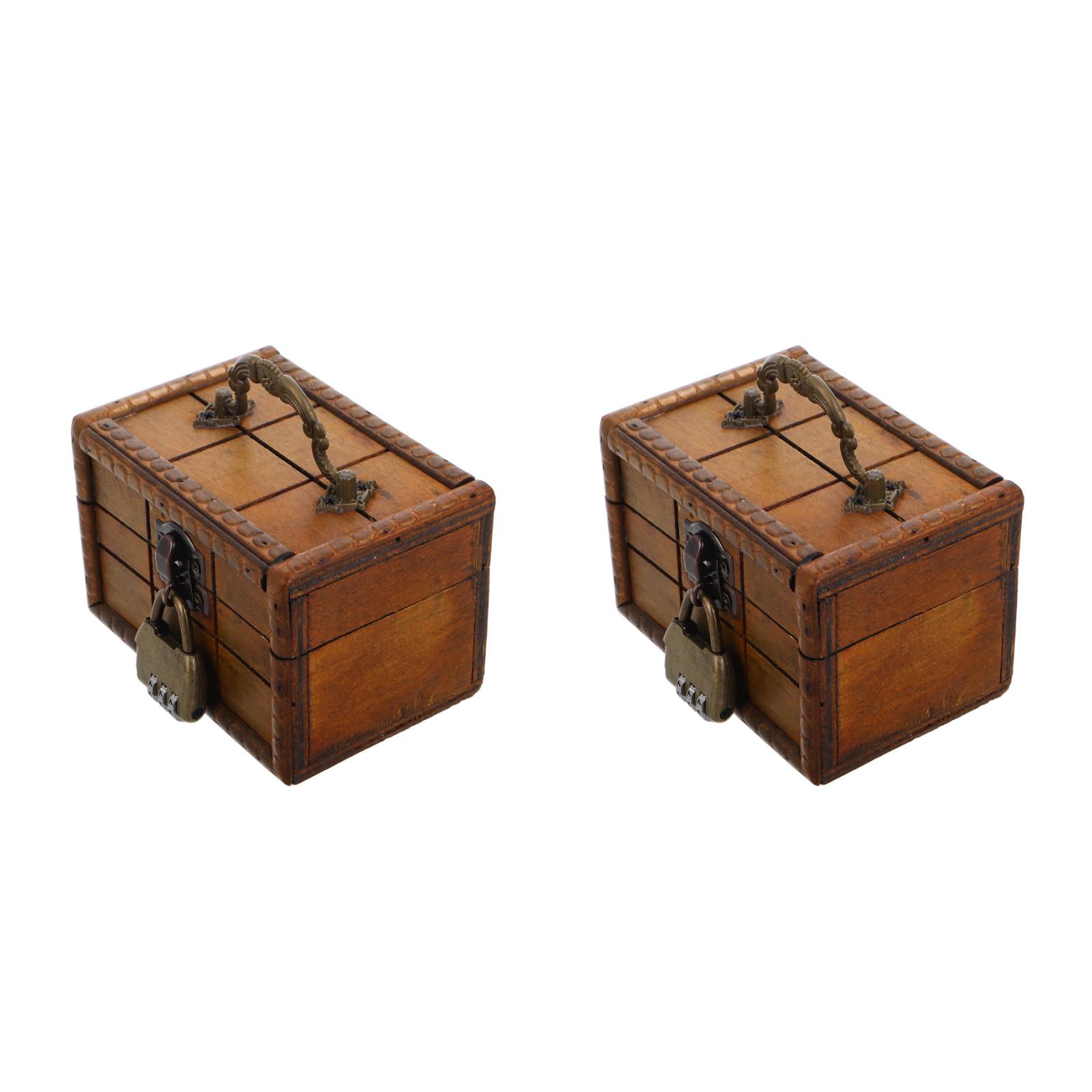 HOMEMAXS 2pcs Small Decorative Box Vintage Wooden Storage Case with ...