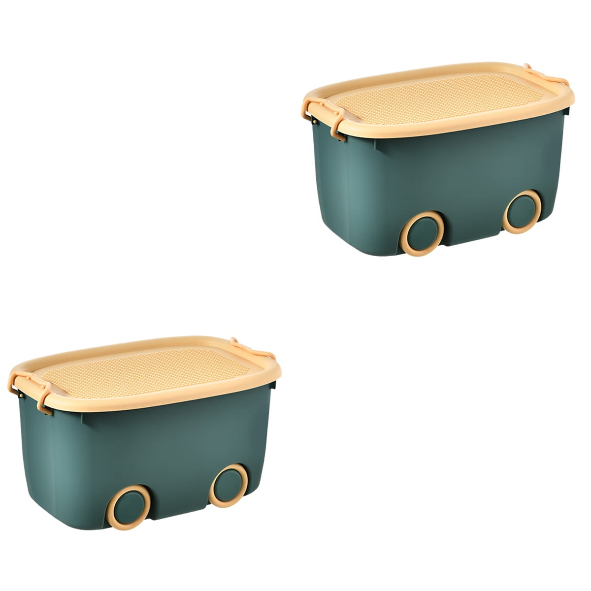 HOMEMAXS 2pcs Stackable Toy Storage Box with Wheels Rolling Storage Box ...