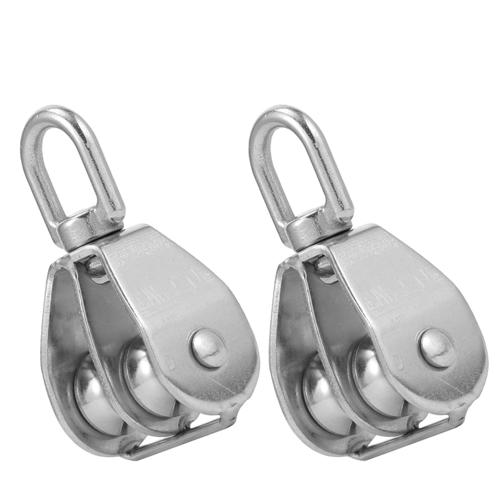 HOMEMAXS 2pcs Stainless Steel Lifting Double Pulley Block Heavy Duty ...