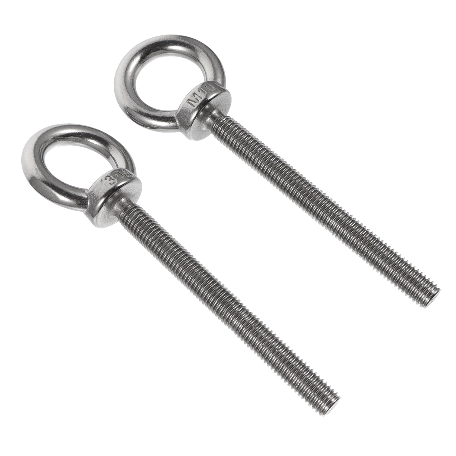 HOMEMAXS 2pcs Stainless Steel Long Eyebolts Ring Screws Threaded Eye ...