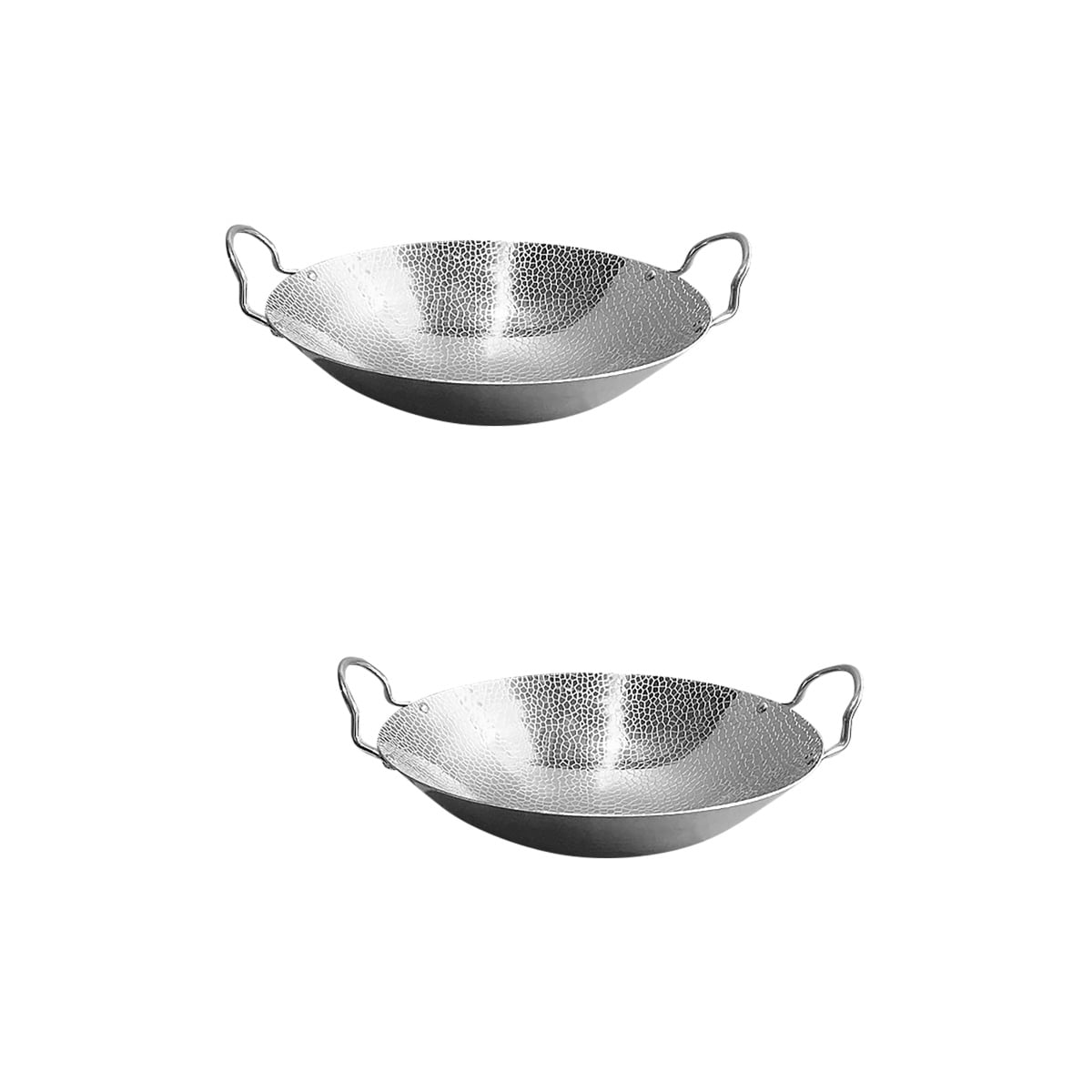 HOMEMAXS 2pcs Stainless Steel Wok Home Wok Cooking Pan Double Handle ...
