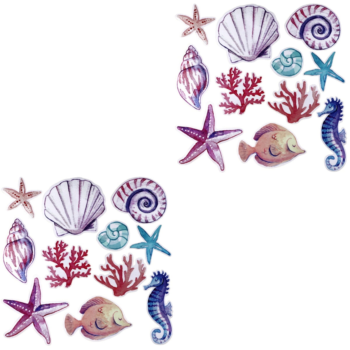 2pcs TOPBATHY Sea World Wall Paste Sea Shell Mural Art Sticker for ...