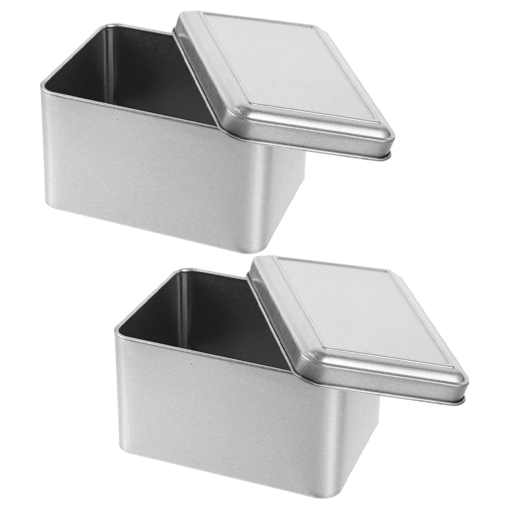 STRANDCHIC Metal Tin Box Airtight Jar Tinplate 2Pcs 4.3X3.2X2.6in ...