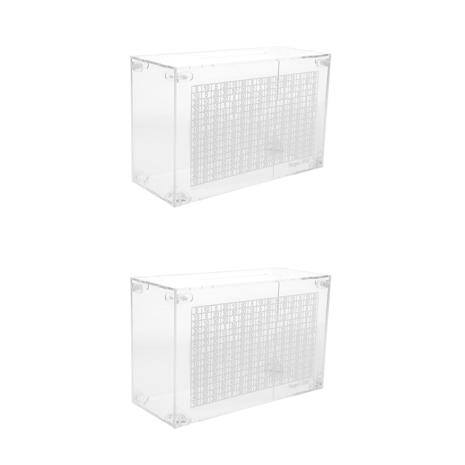 HOMEMAXS 2pcs Transparent Acrylic Money Saving Box Cash Savings Box ...
