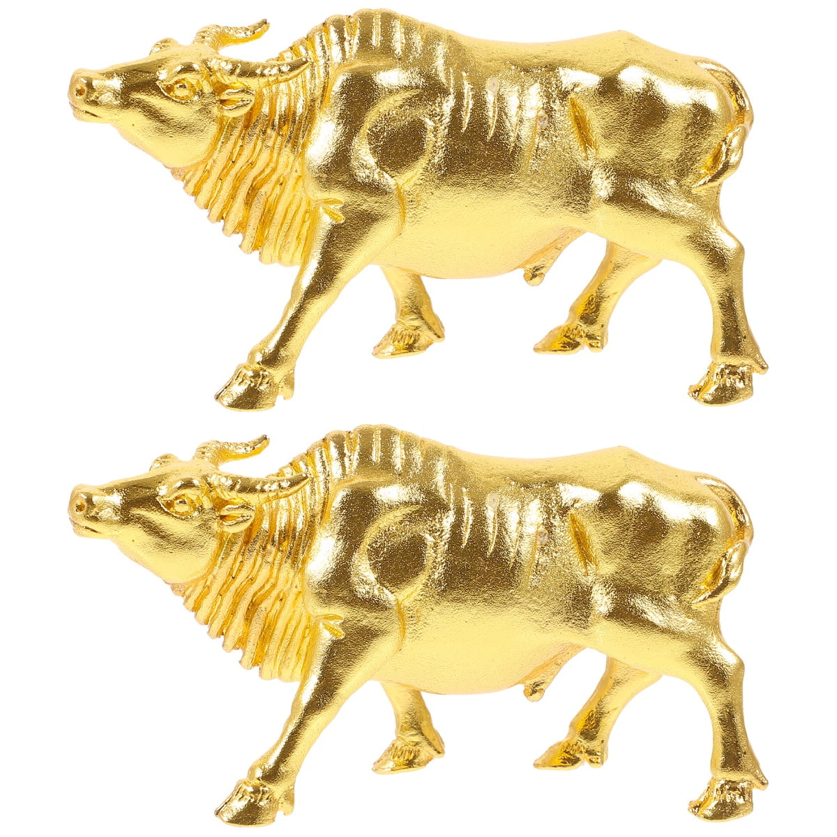 2pcs Vintage Brass Cattle Statue Desktop Animal Bull Figurine ...