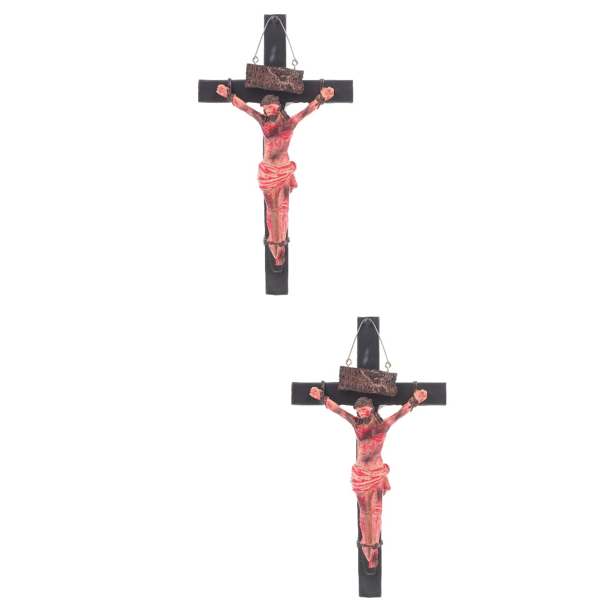 HOMEMAXS 2pcs Wall Catholic Jesus Cross Sculpture Resin Wall Cross Wall ...