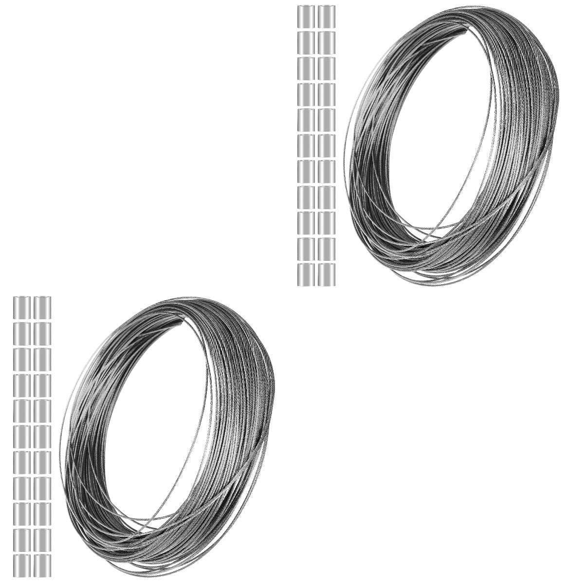 HOMEMAXS 2pcs Wire Rope Wire Cable Rope with Oval Aluminum Sleeves for ...