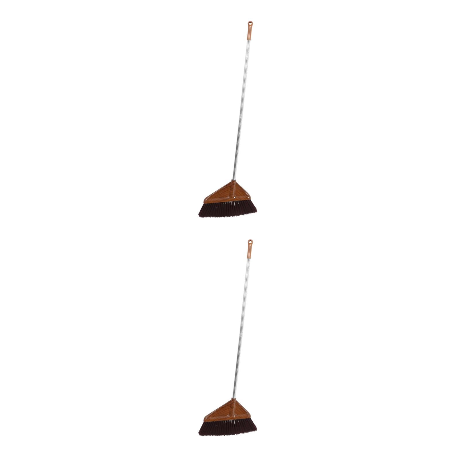 HOMEMAXS 2pcs Wood Grain Pattern Broom With Soft Bristles Tall Plastic ...