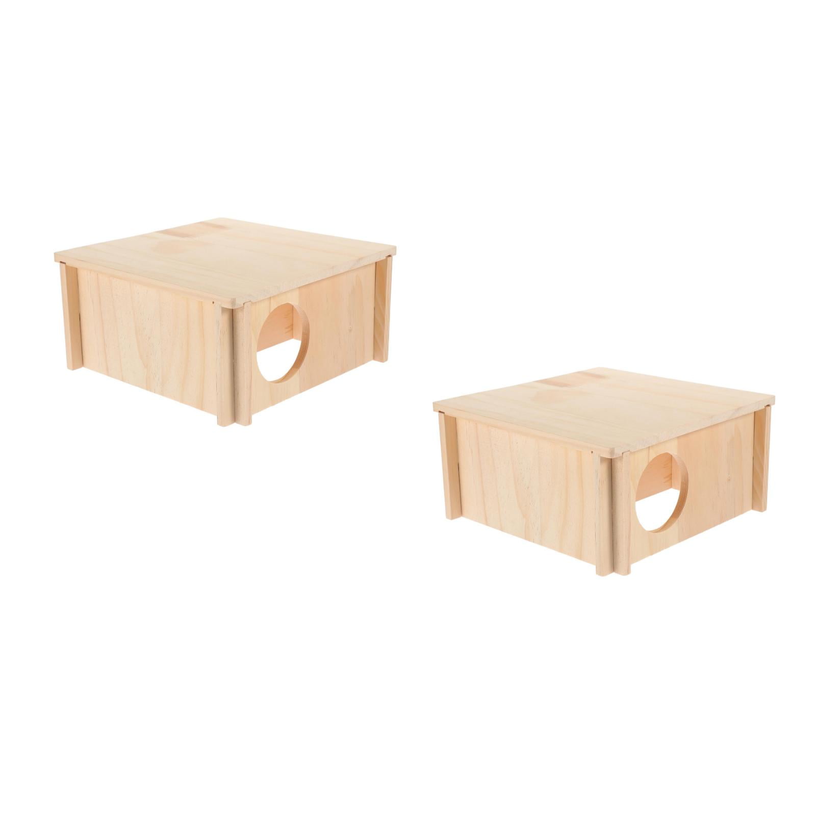 HOMEMAXS 2pcs Wood Hamster Hideout Rabbit Houses: Small Habitat Cool ...