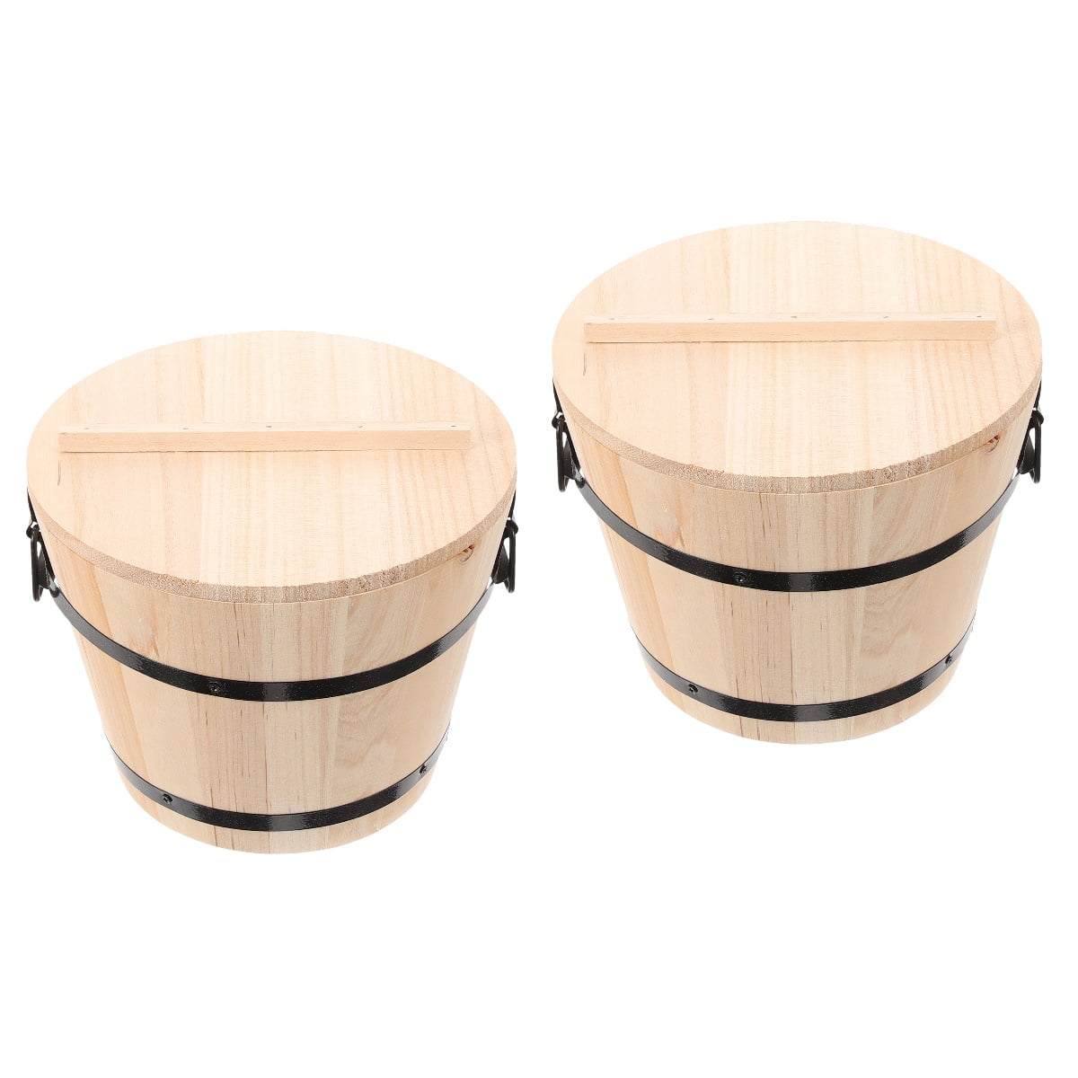 HOMEMAXS 2pcs Wood Rice Bucket Sushi Rice Barrel Cooked Rice Storage ...